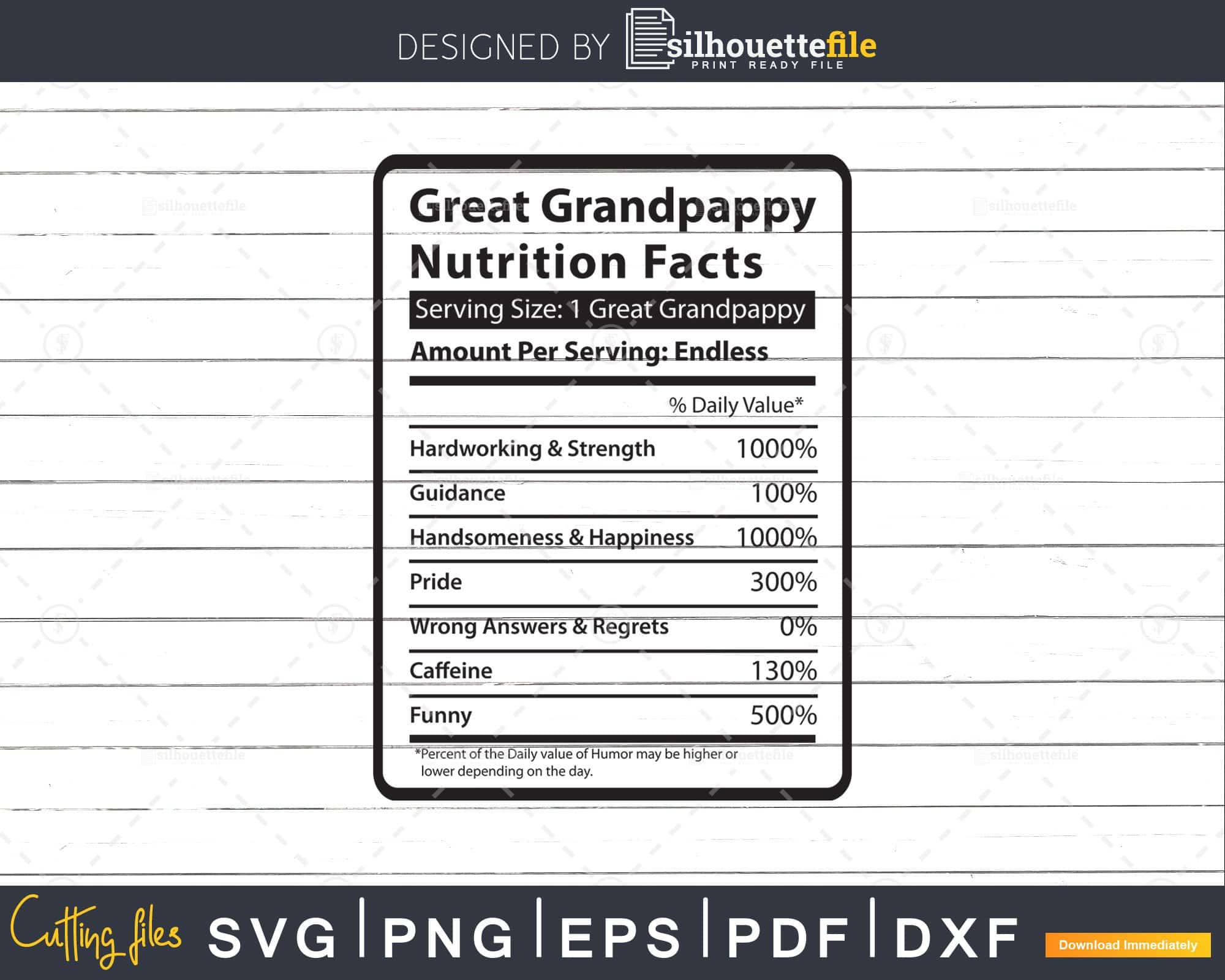 Great Grandpappy Nutrition Facts Funny Fathers Day Svg Shirt ...