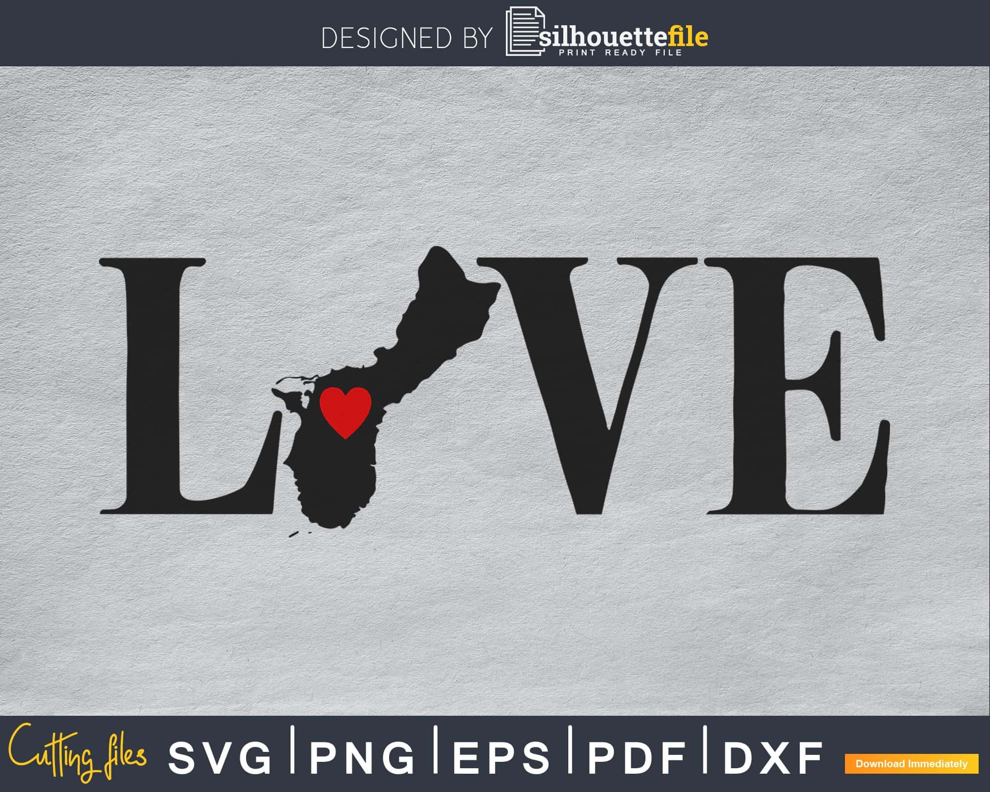 Guam GU Love Home Heart Native Map SVG cut digital files by ...