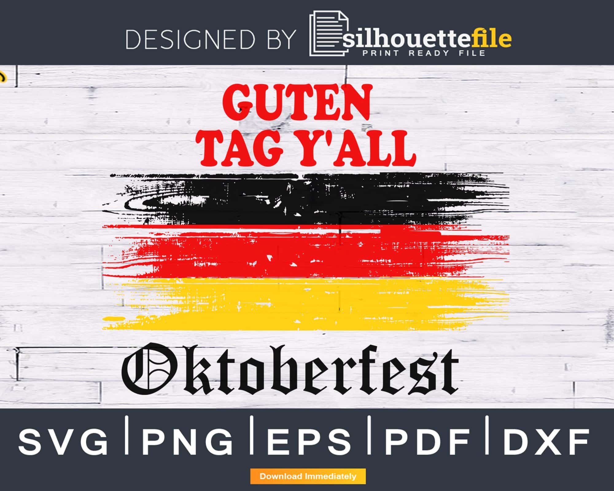 Guten tag y’all oktoberfest svg png cricut digital | Silhouettefile