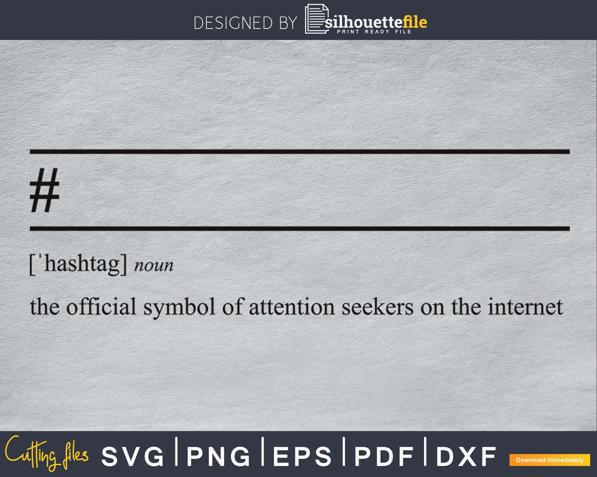 Hashtag definition svg Funny # tag definition printable file by ...