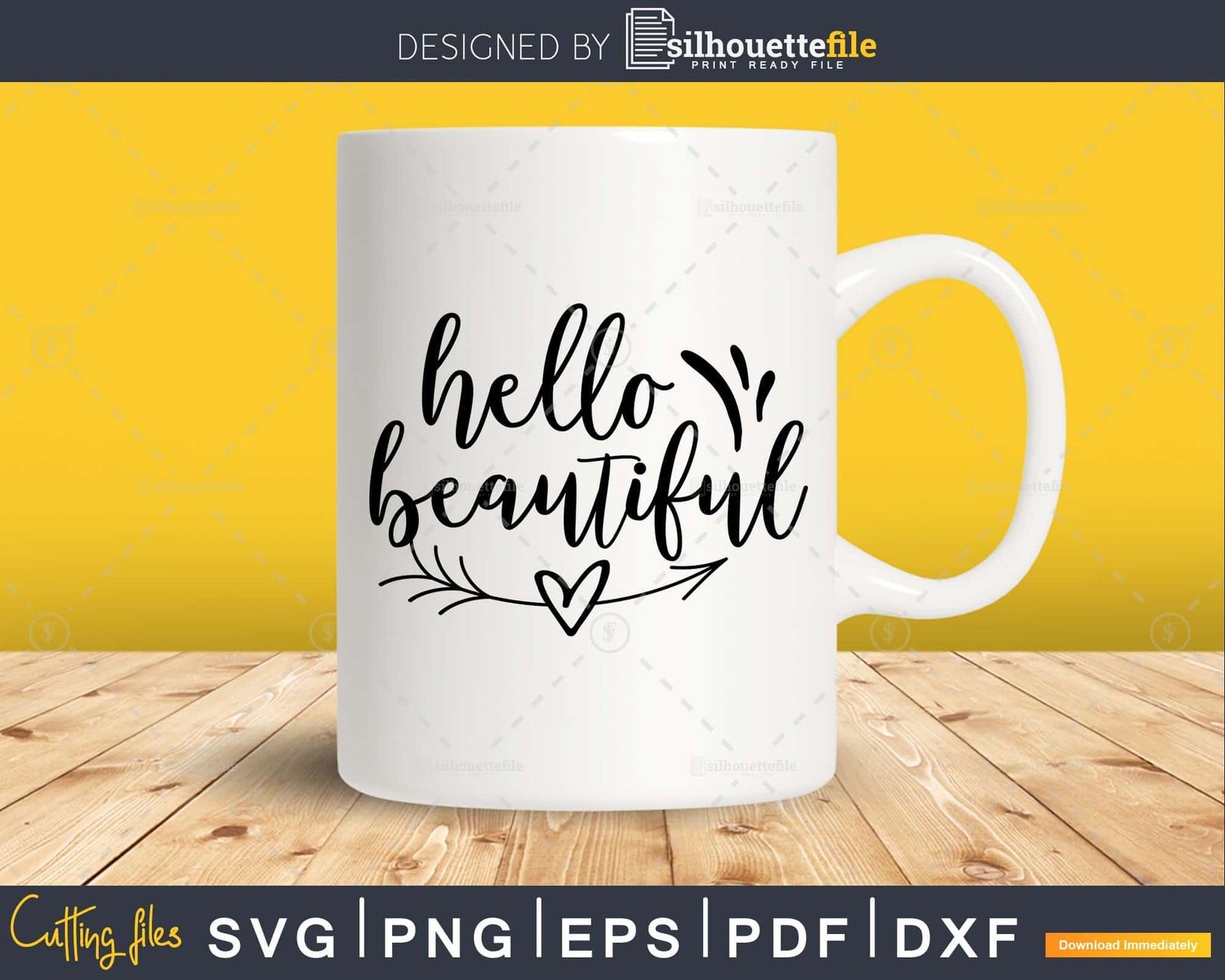 Hello Beautiful svg digital cutting printable File | Silhouettefile