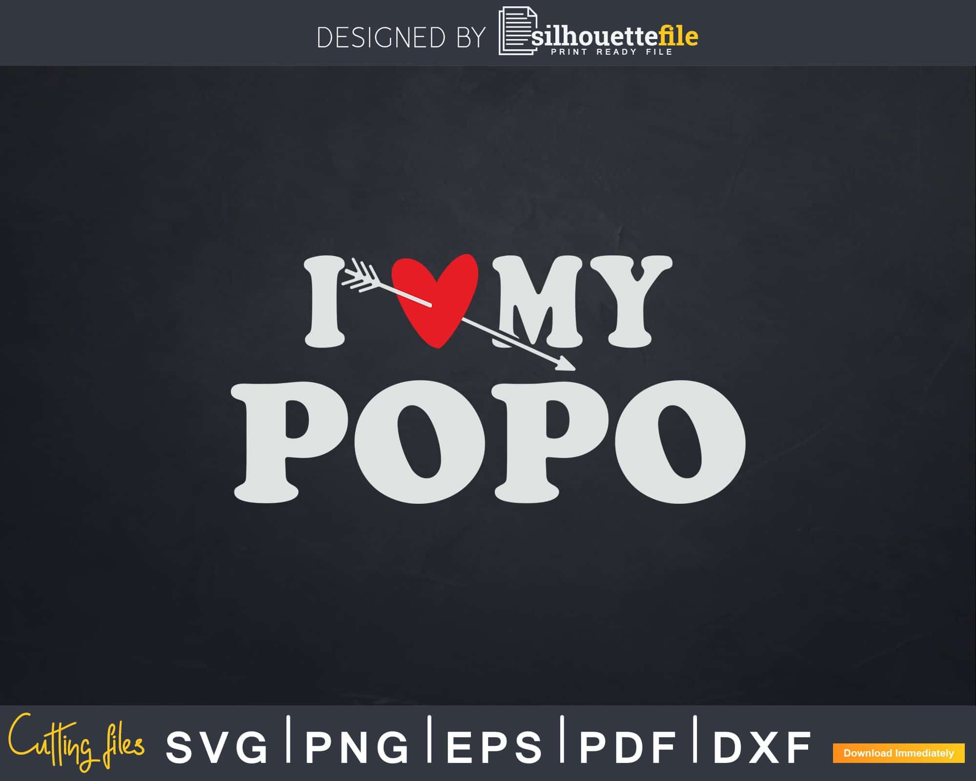 I Love My Popo with Heart Fathers day Svg T-shirt Design | Silhouettefile