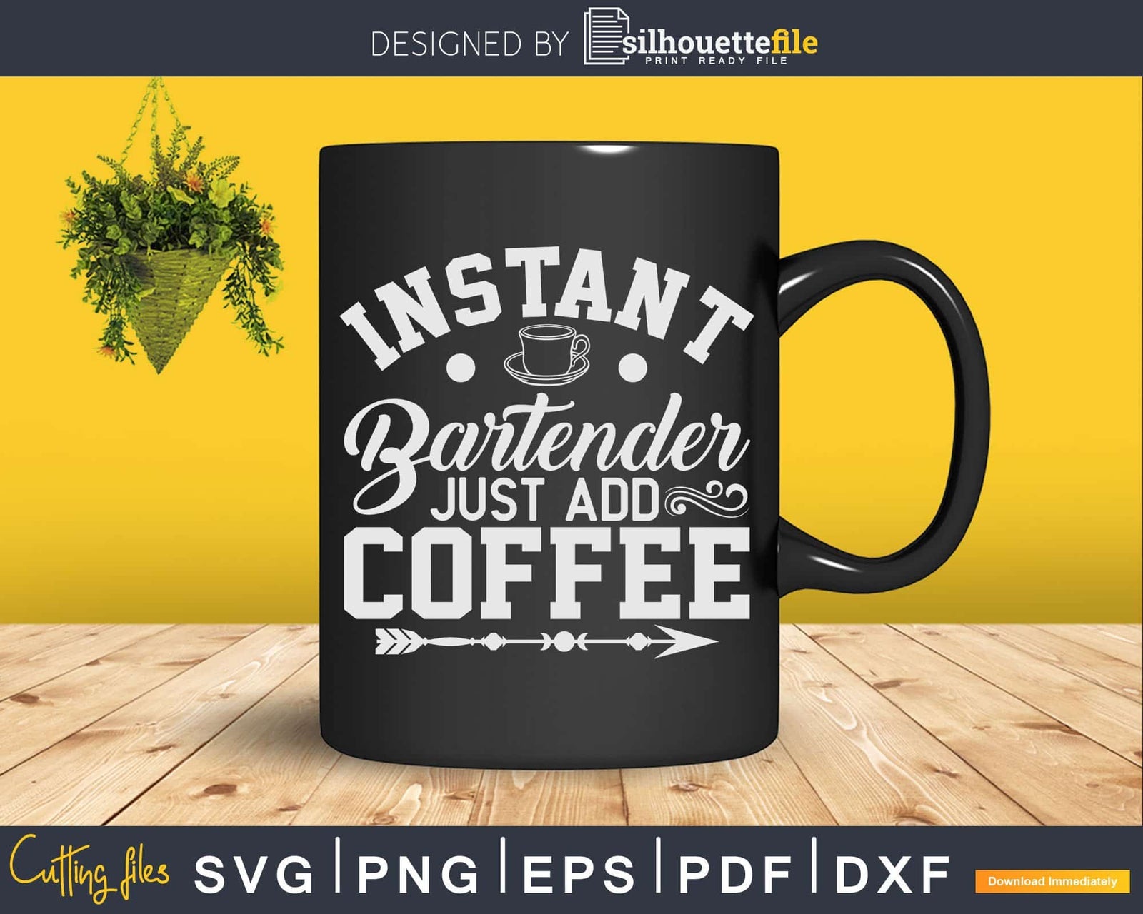 Instant Bartender Just Add Coffee Funny Bartender Svg Png Dxf Files ...