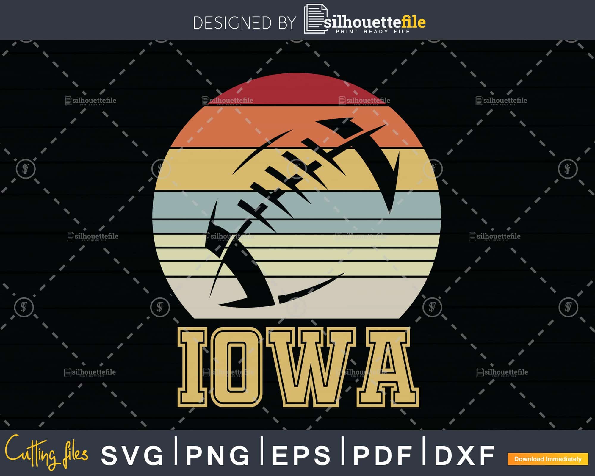Iowa Football Retro Vintage svg png dxf cricut digital files ...