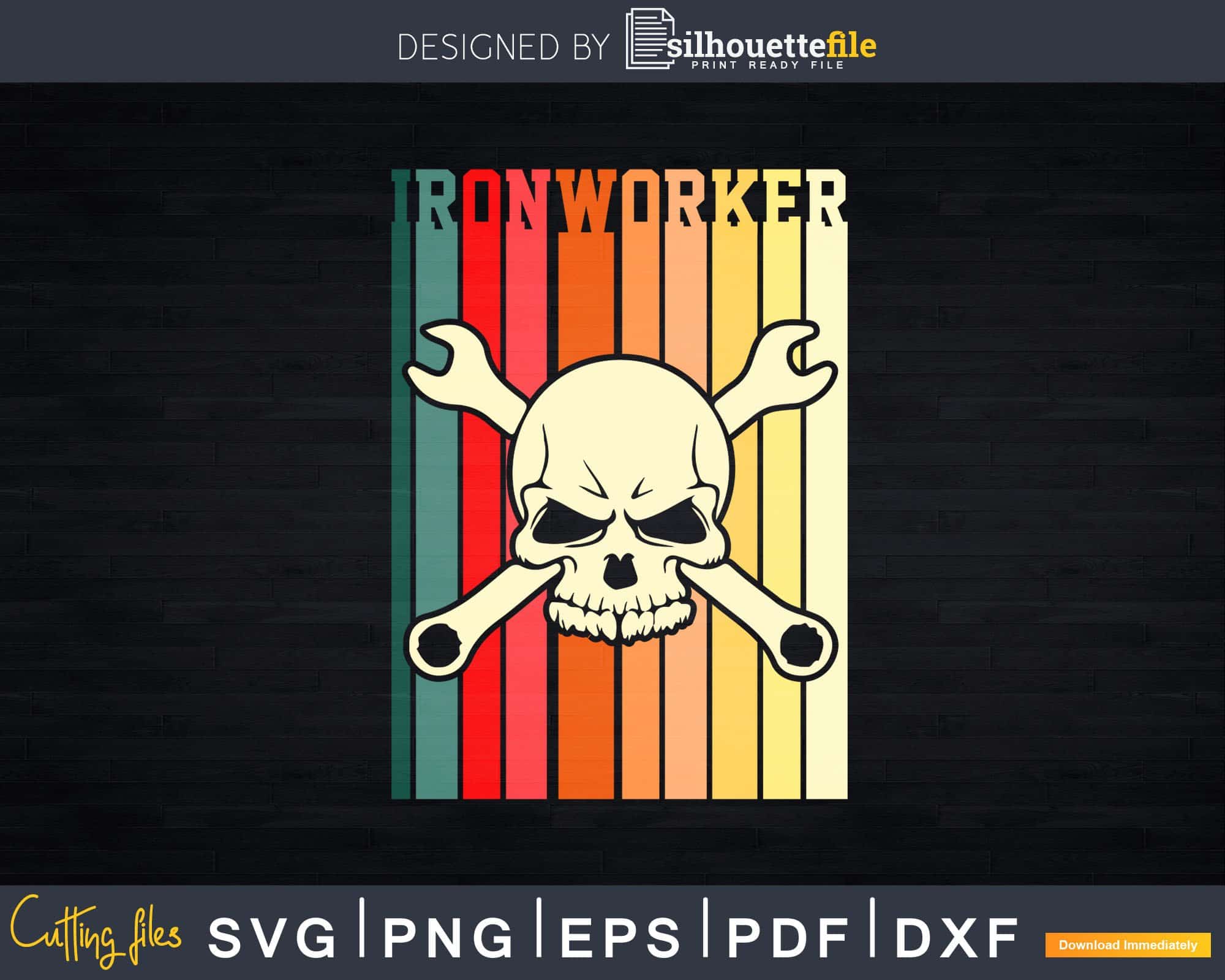 Ironworker Vintage Retro Union Worker Svg Png Cutting File | SilhouetteFile