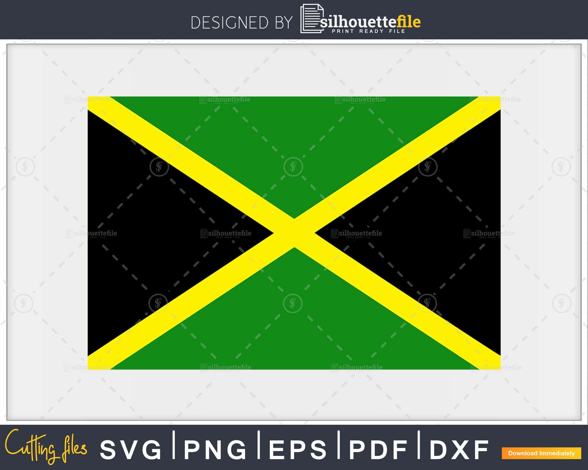 Jamaica flag svg cricut craft cutting printable files | Silhouettefile