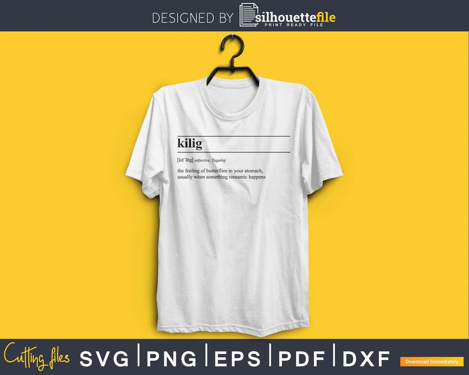 Funny Dictionary Kilig definition svg printable file | Silhouettefile