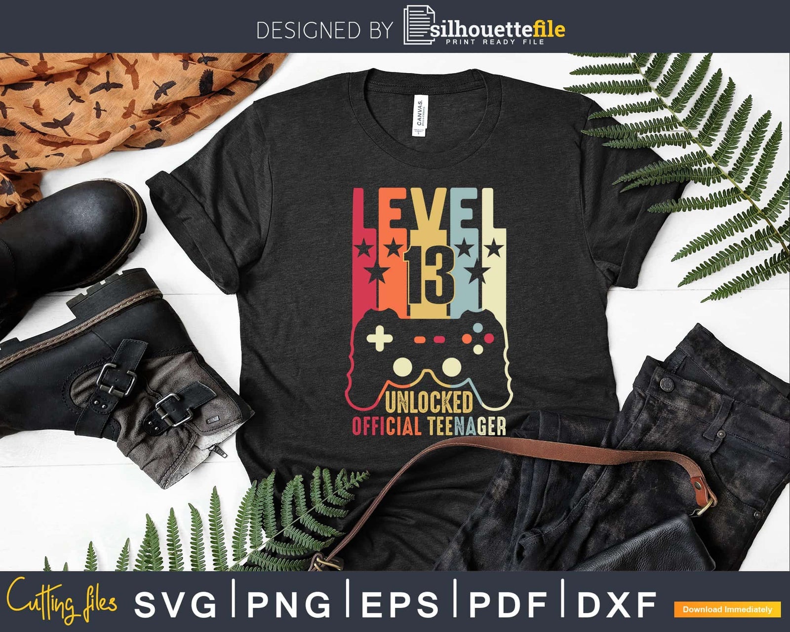 Level 13 Unlocked Official Teenager 13th Birthday Gamer Svg ...