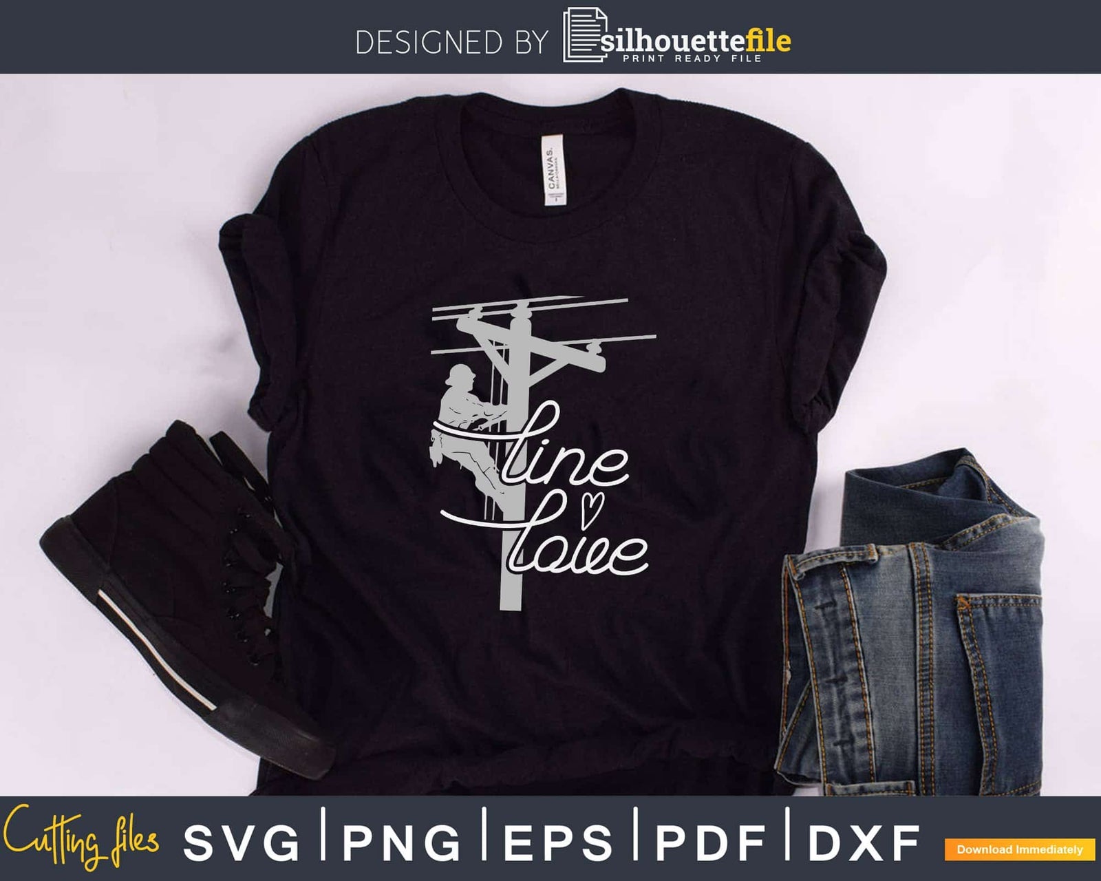 Line Love Electrical Lineman's Wife or Girlfriend svg png dxf cut files ...