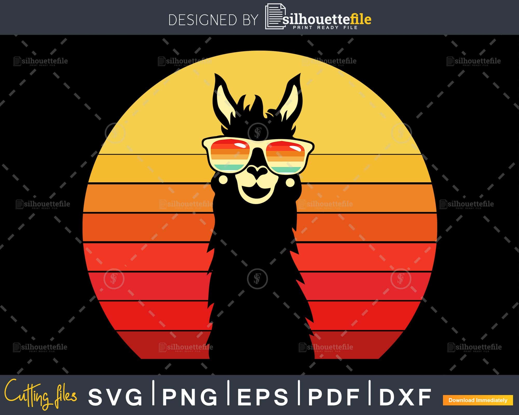 Llama Alpaca Retro vintage Style cut svg png design cutting ...