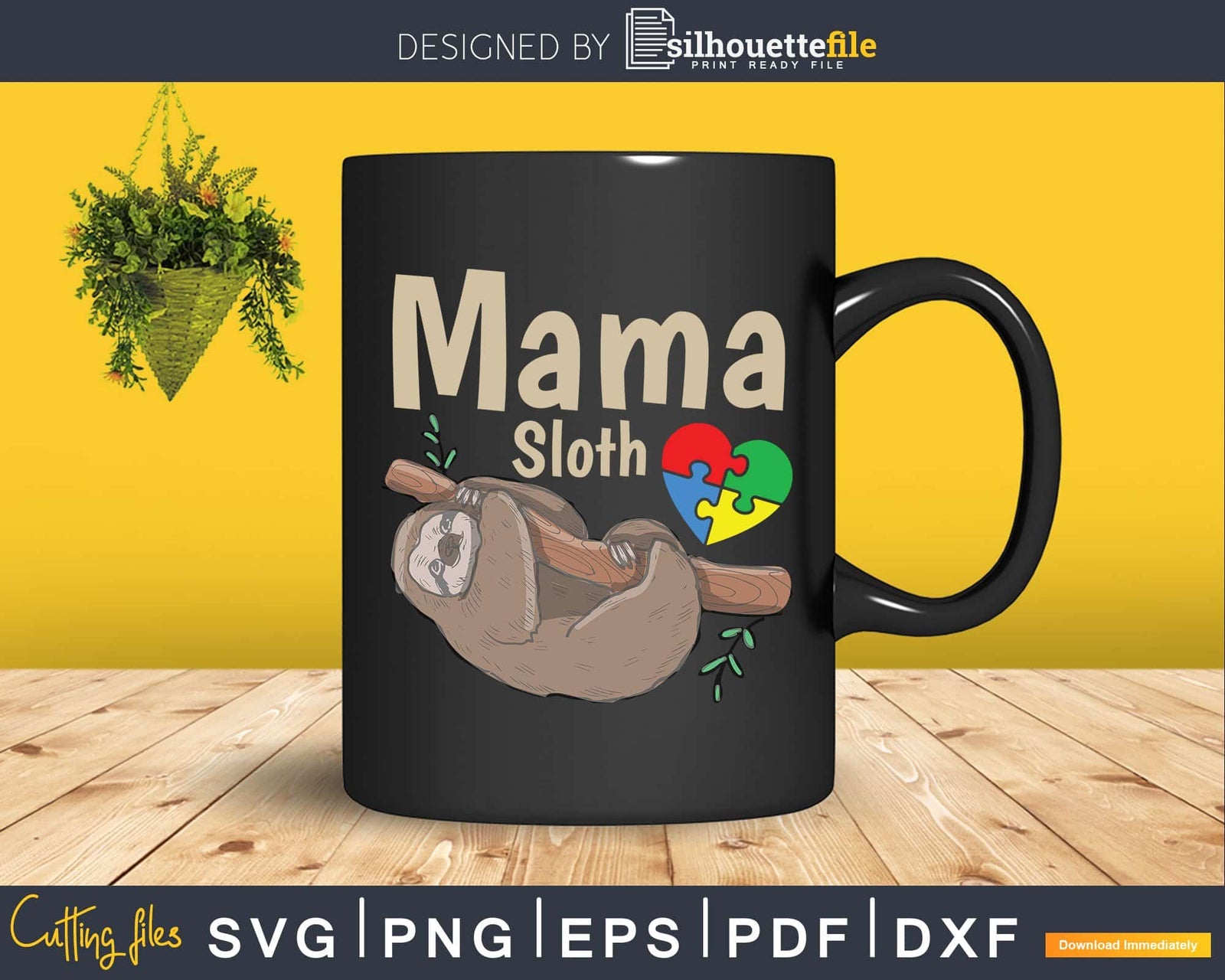 Mama Sloth Autism Awareness Svg Png Files | Silhouettefile