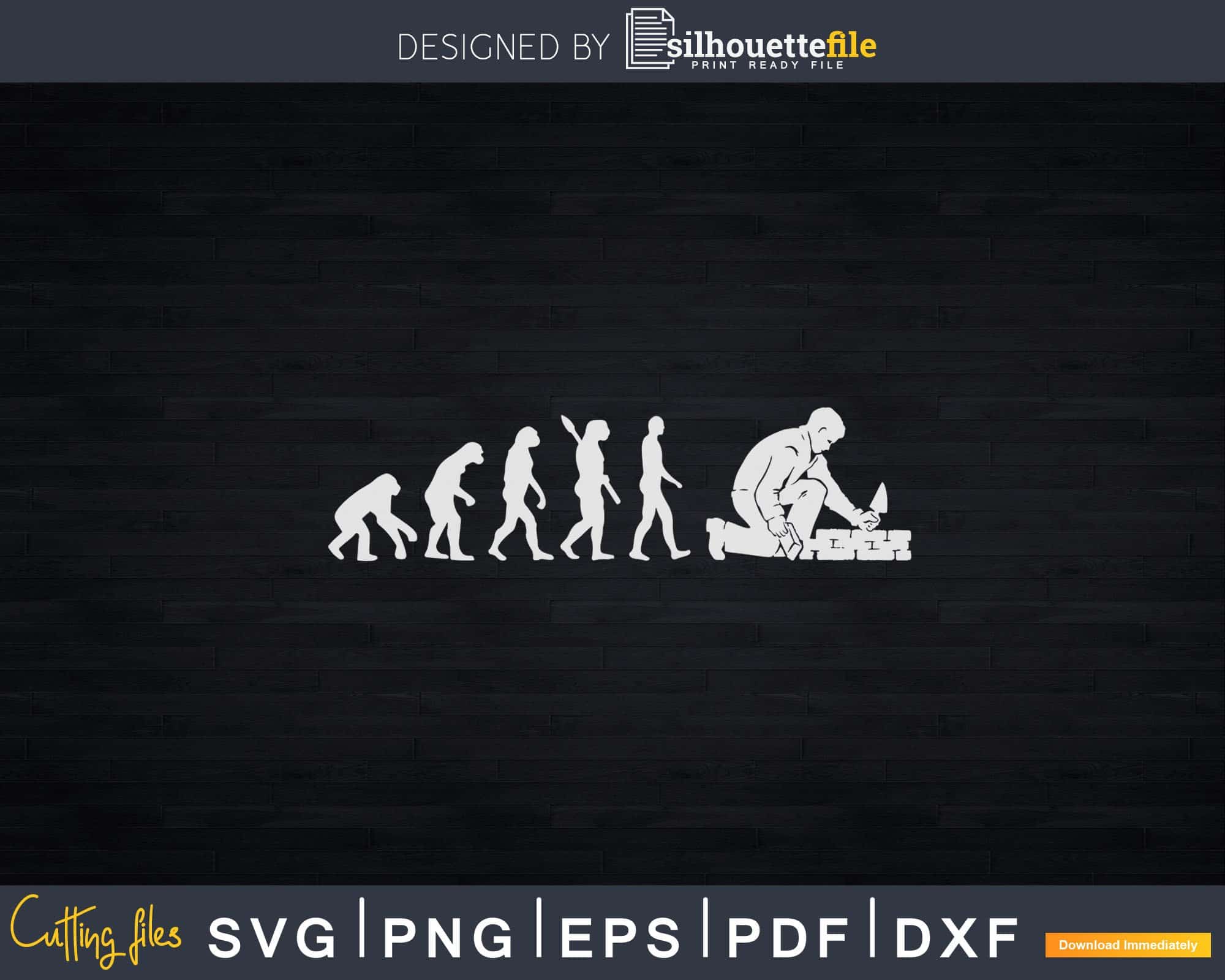Mason Evolution Brickie Brickmason Bricklayer Svg T-shirt | SilhouetteFile