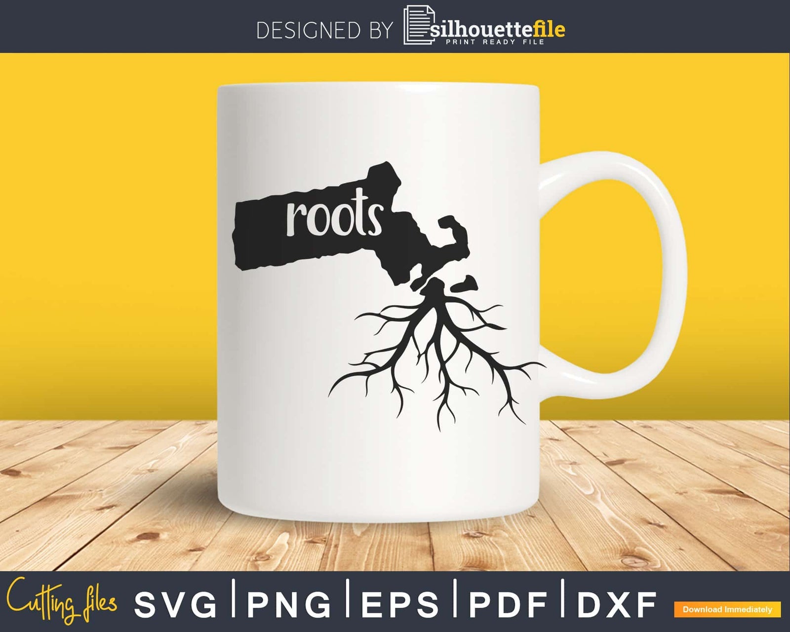 Massachusetts MA Roots Home Native Map svg png dxf vector | Silhouettefile