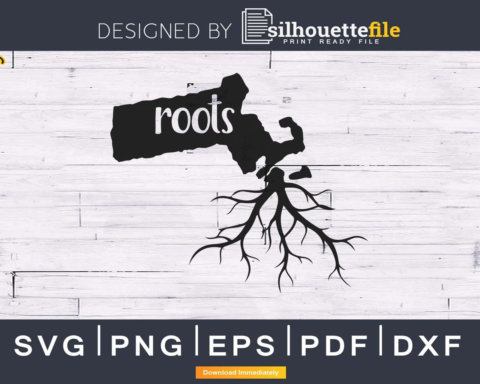 Massachusetts MA Roots Home Native Map svg png dxf vector | Silhouettefile