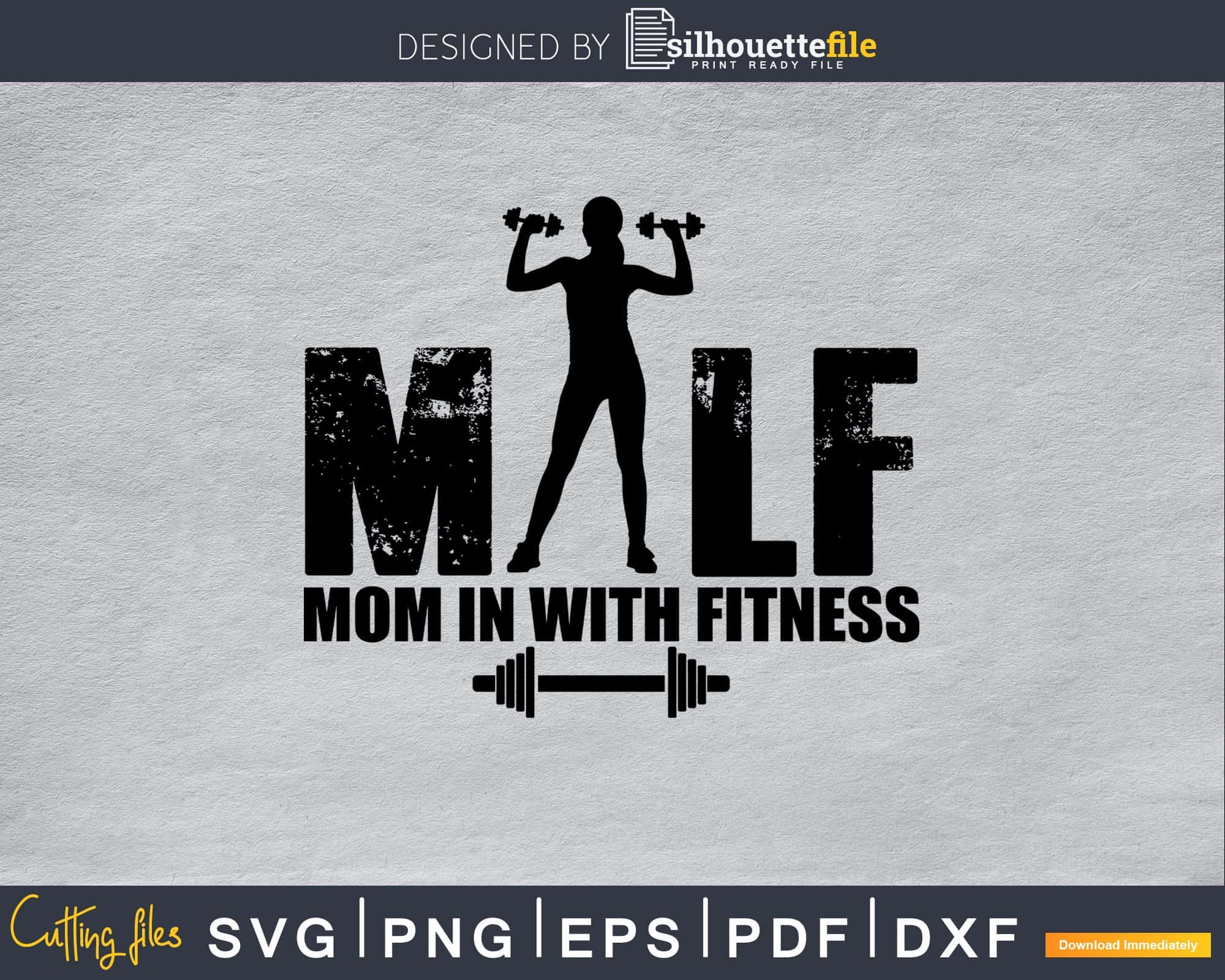 Milf Mom In With Fitness Svg Cutting Files | SilhouetteFile
