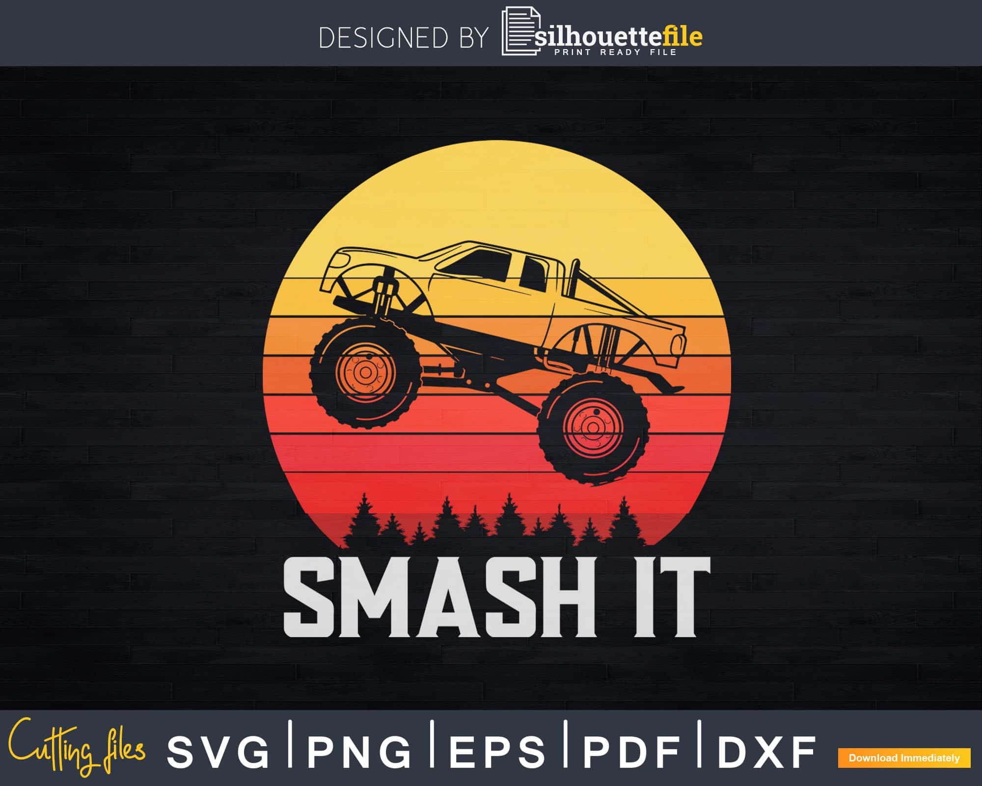 Monster Truck Pumpkin Smash It Svg T-shirt Design Files | Silhouettefile