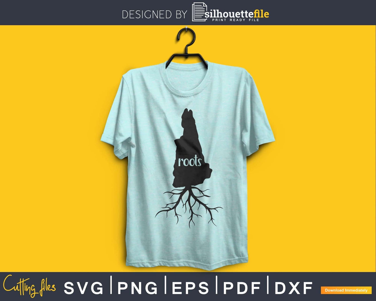 New Hampshire NH Roots Home Native Map svg png dxf | Silhouettefile