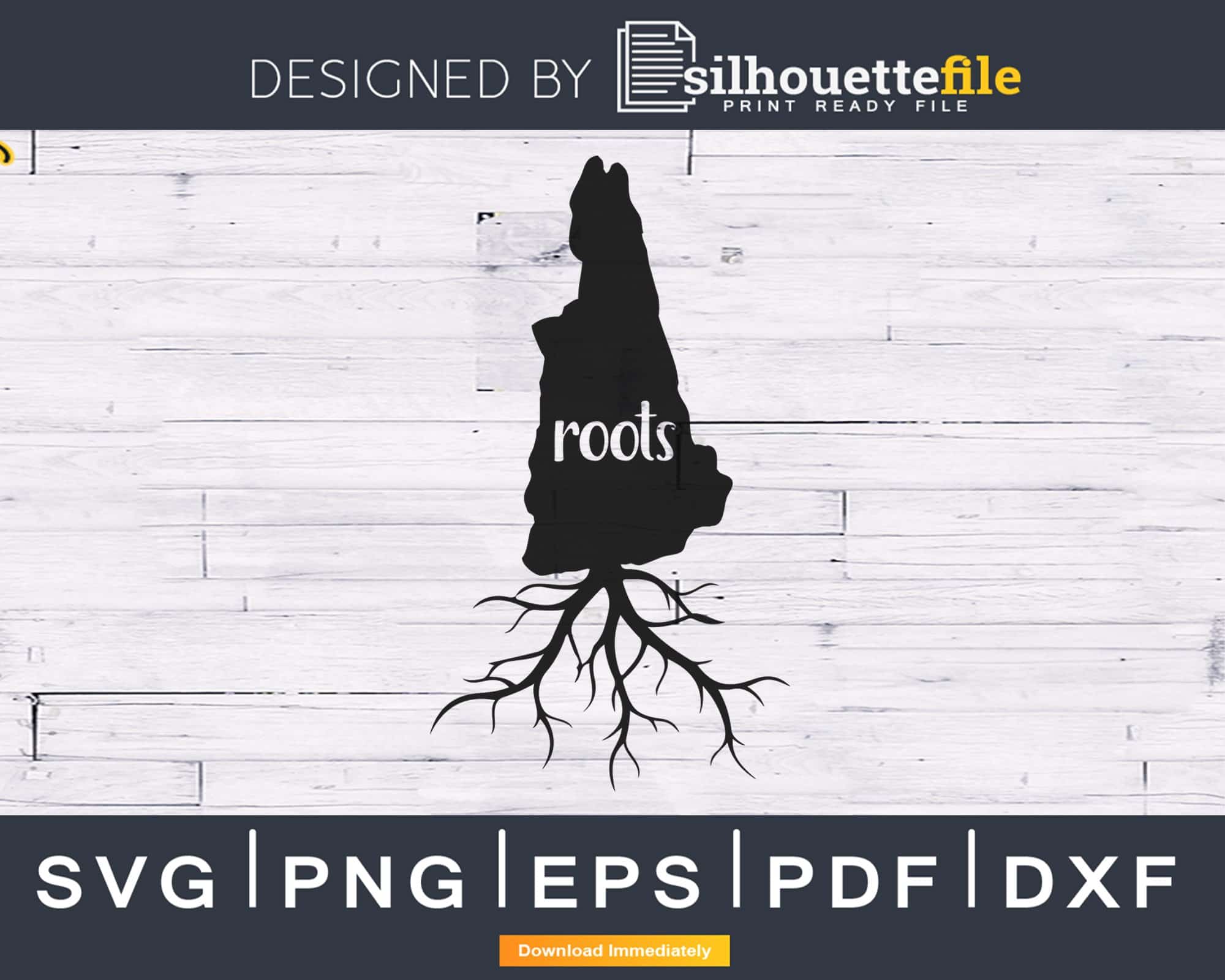 New Hampshire NH Roots Home Native Map svg png dxf | Silhouettefile