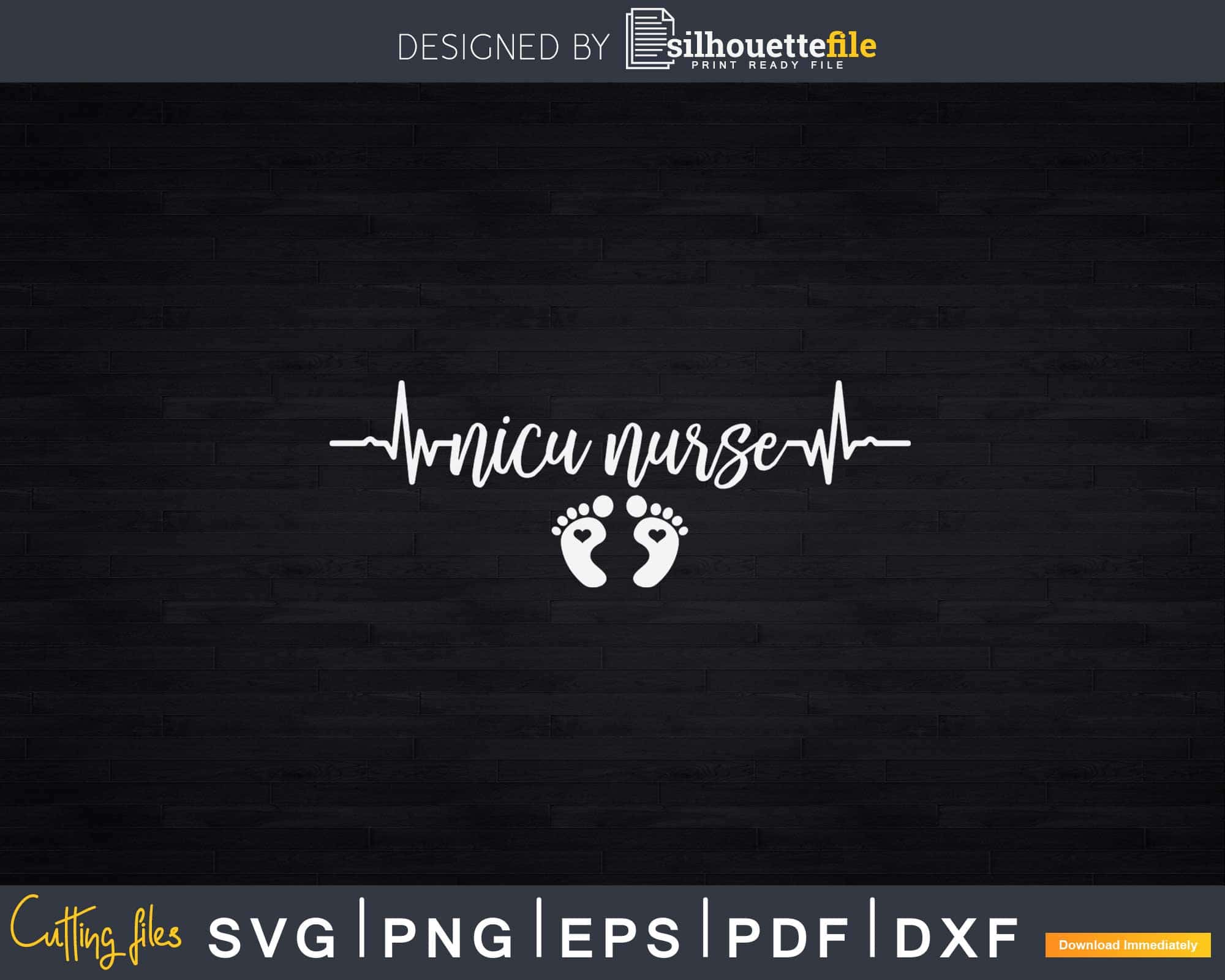 NICU Neonatal Nurse Heartbeat Svg T-shirt Design | SilhouetteFile