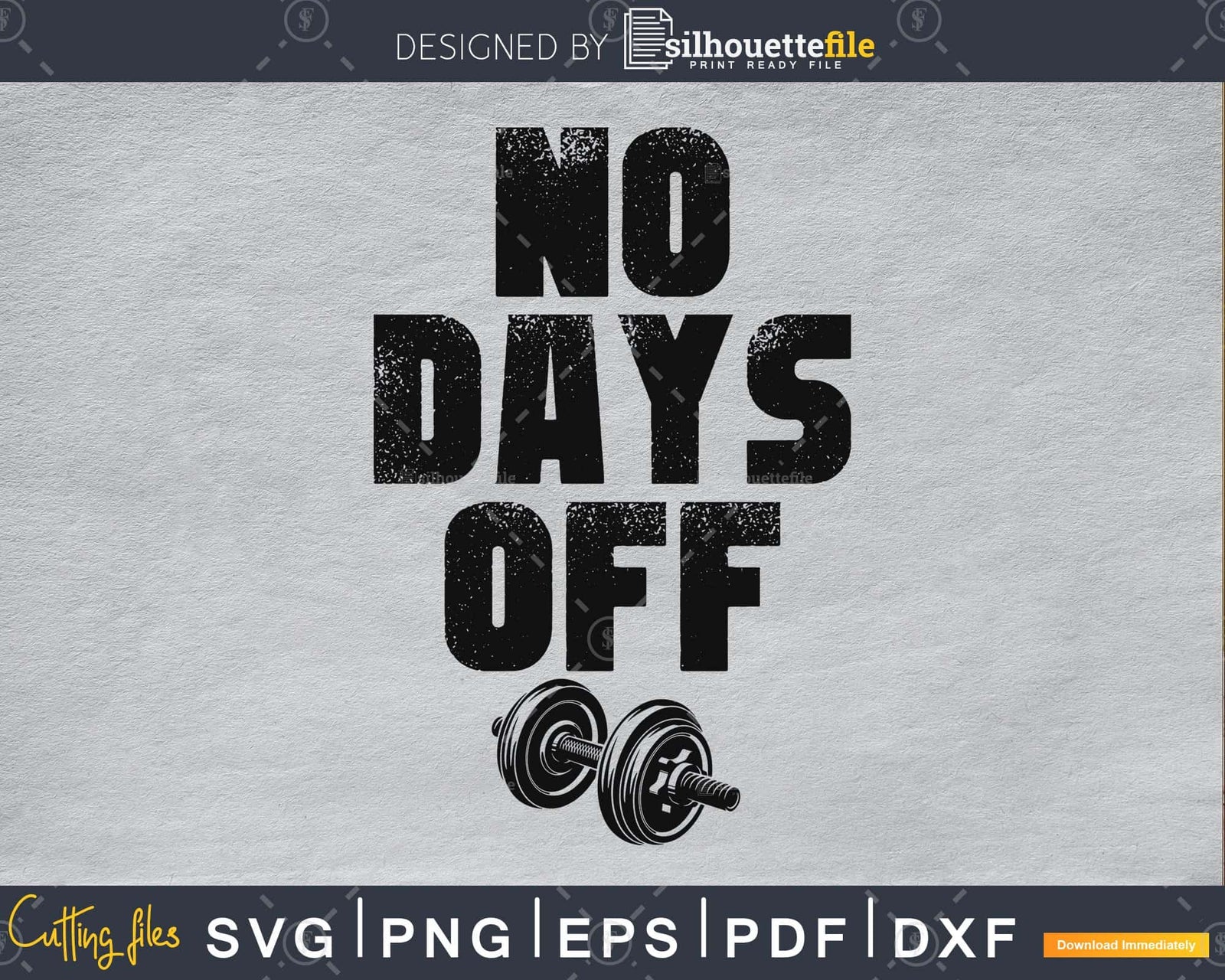 No days off Gym Workout Fitness cricut svg png digital | Silhouettefile