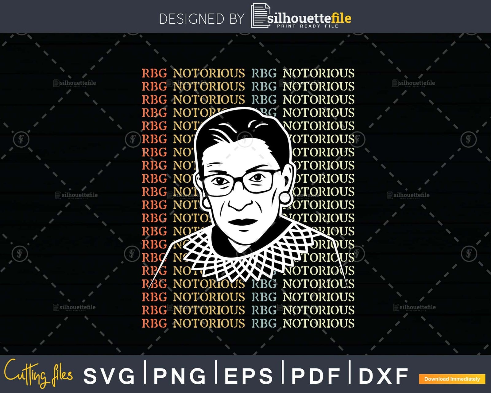 Notorious RBG Ruth Bader Ginsburg svg Feminist svg cut files for Cricut | Silhouettefile