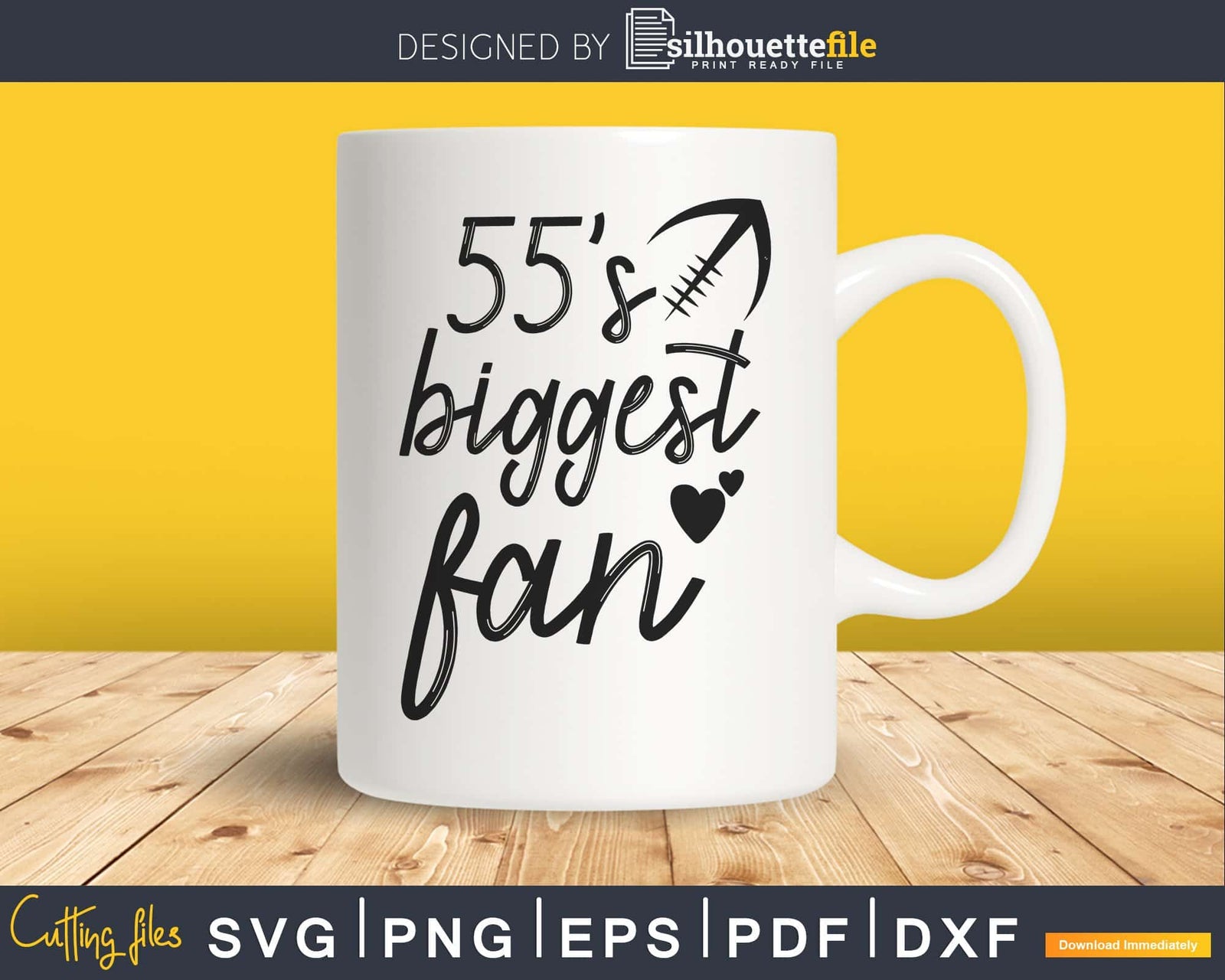 Number 55's Biggest Fan Shirt Football Player Svg Dxf Png Digital File ...