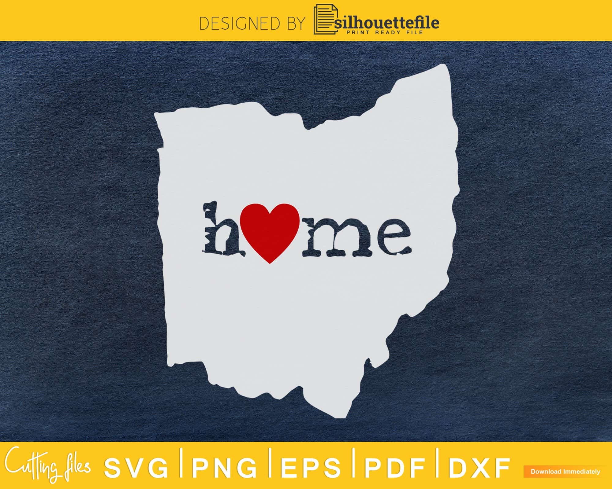 Ohio OH Home Heart Native Map svg cut silhouette files by ...