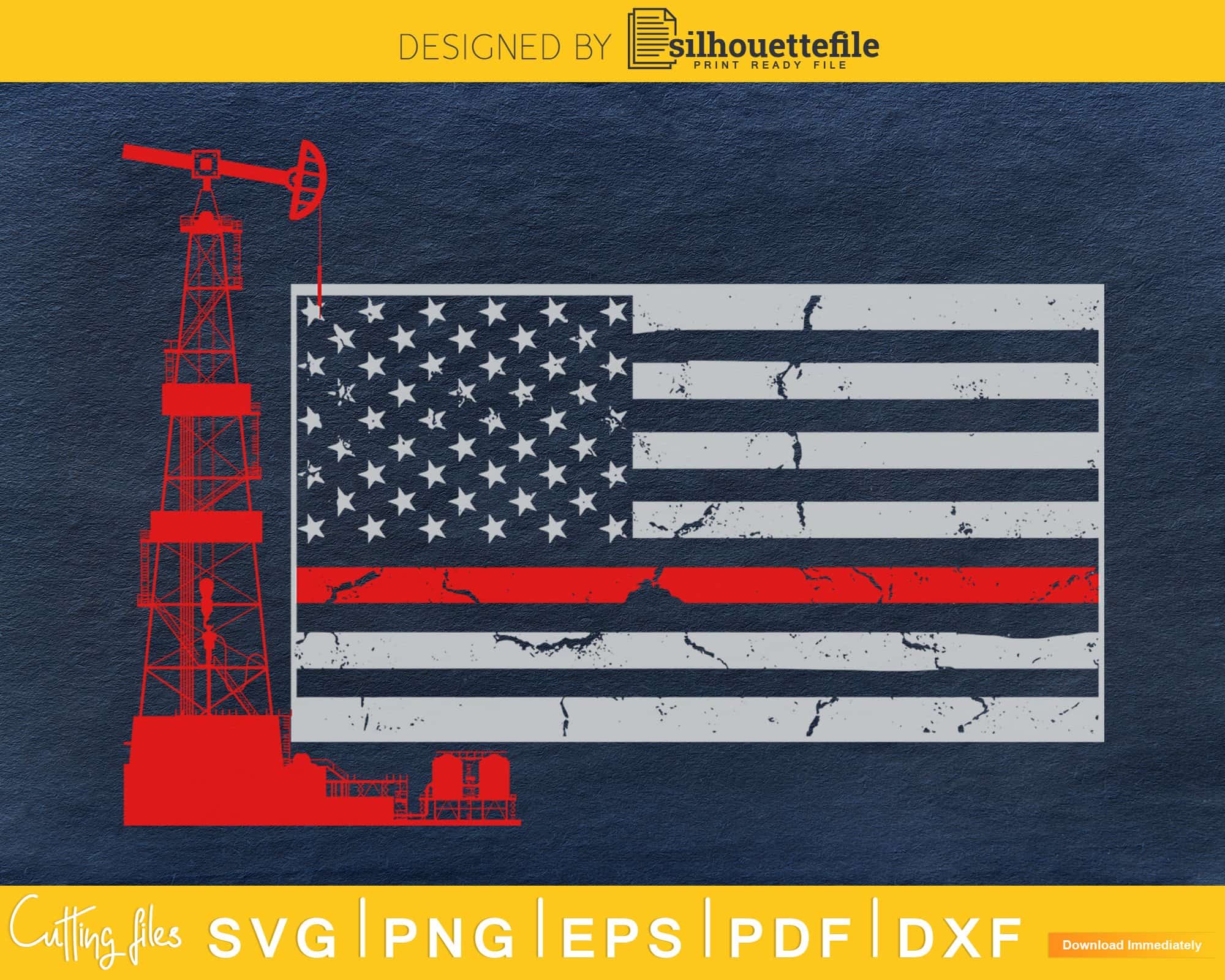 Oil Drilling Rig 4th of July Patriotic USA Flag svg craft cut files ...