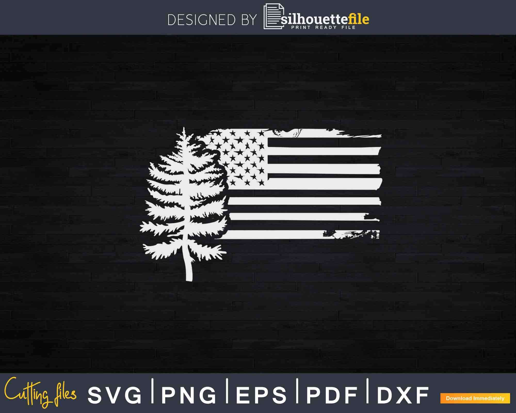 Patriotic Forester American Flag Svg Crafting Cut Files | SilhouetteFile