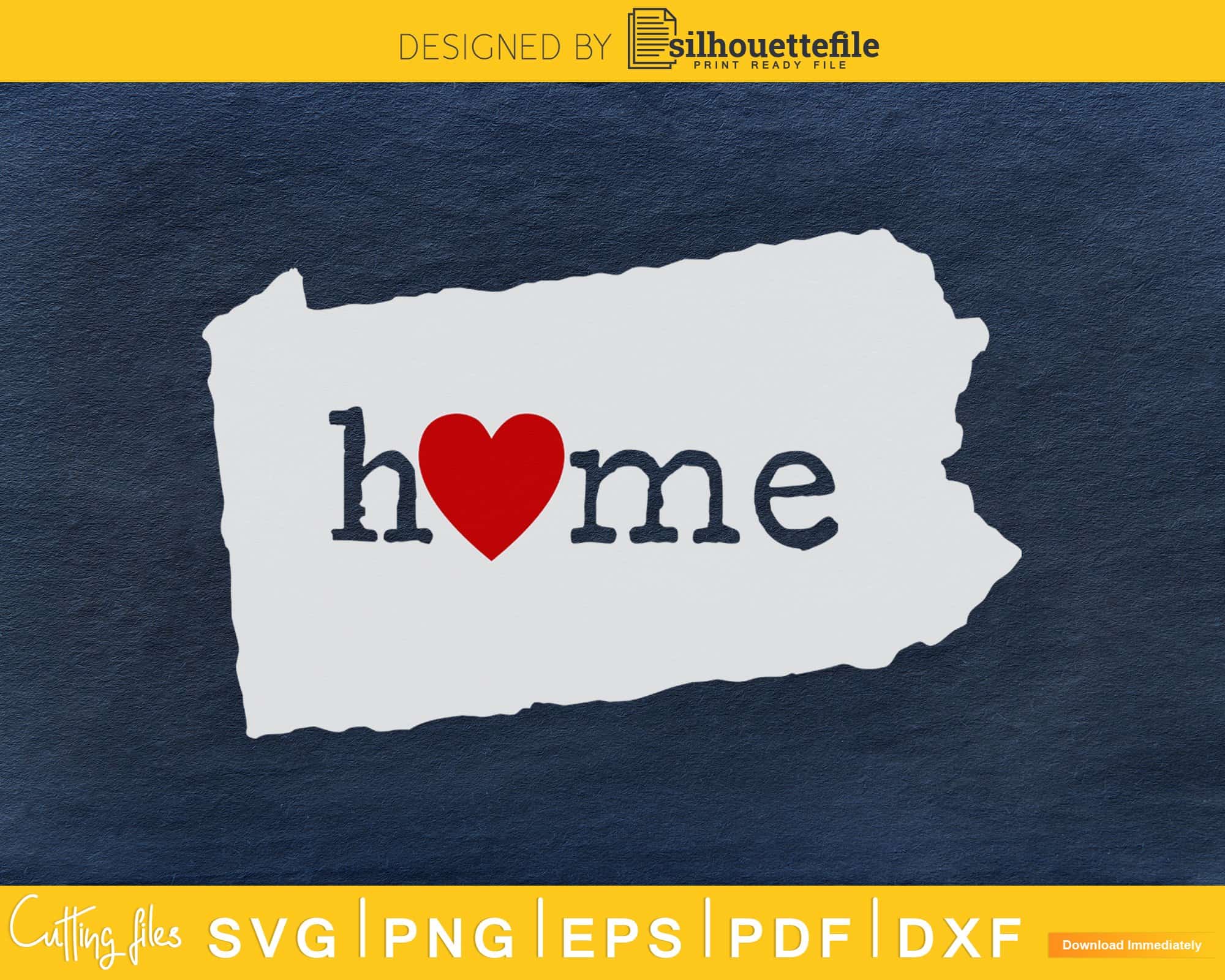 Pennsylvania PA Home Heart Native Map svg cricut digital files ...