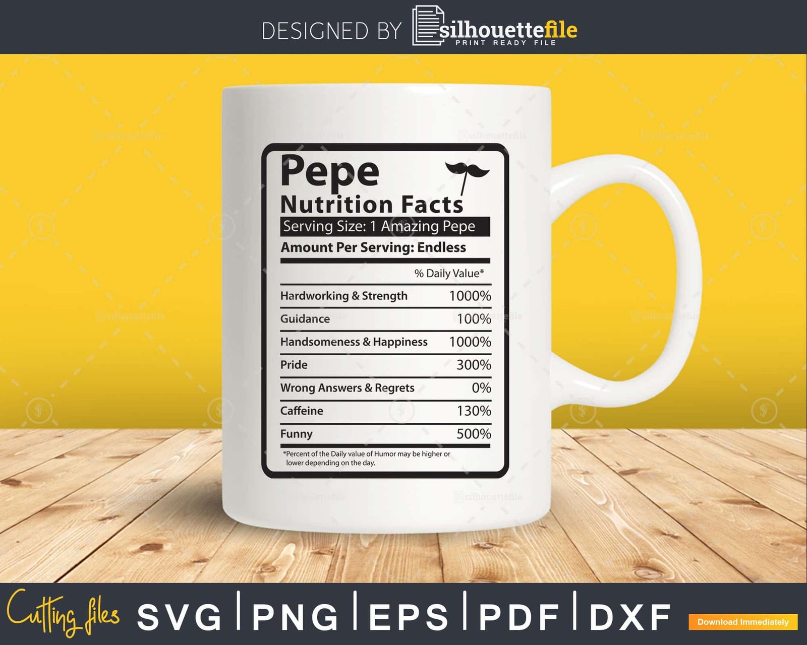 Pepe Nutrition Facts Funny Fathers Day Svg Png Files For | Silhouettefile