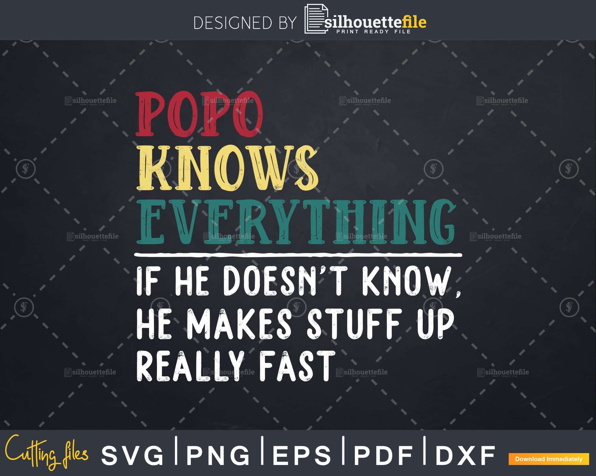 Popo Knows Everything Funny Popo Fathers Day Svg Dxf Eps Cut Files ...