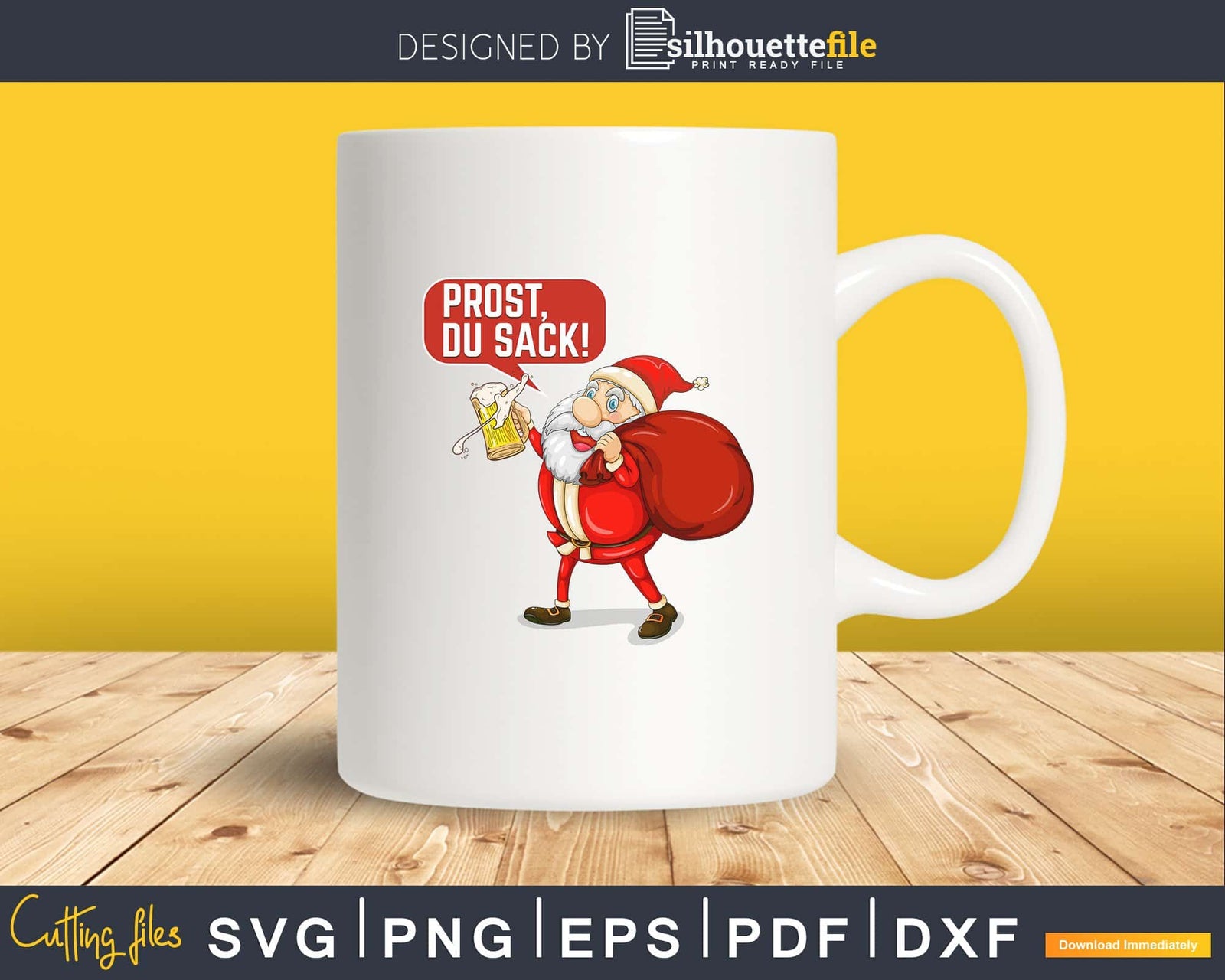 Prost Du sack! Beer drink santa svg cut files design cricut ...