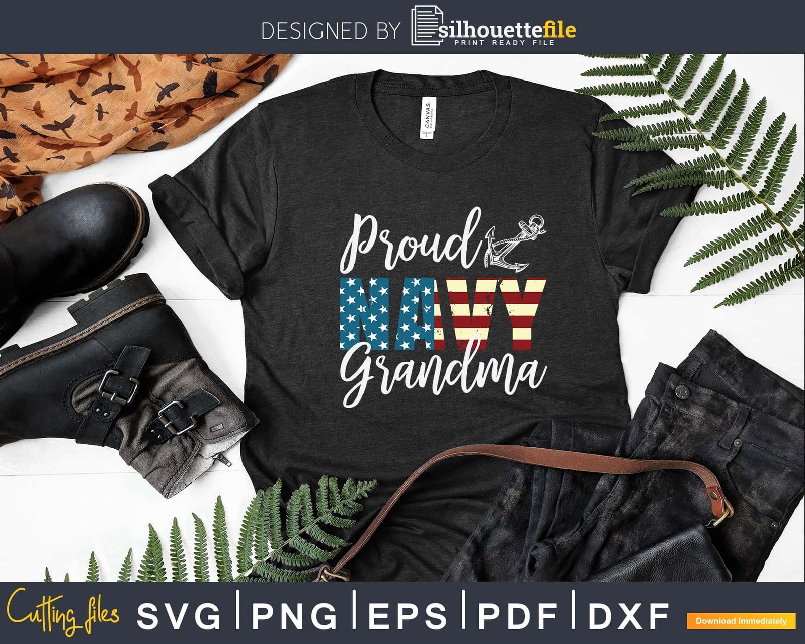Proud Navy Grandma Military Grandma Svg Png Silhouette Files ...