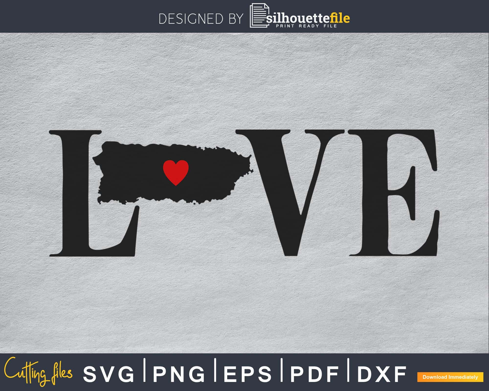 Puerto Rico PR Love Home Heart Native Map svg cricut files by ...