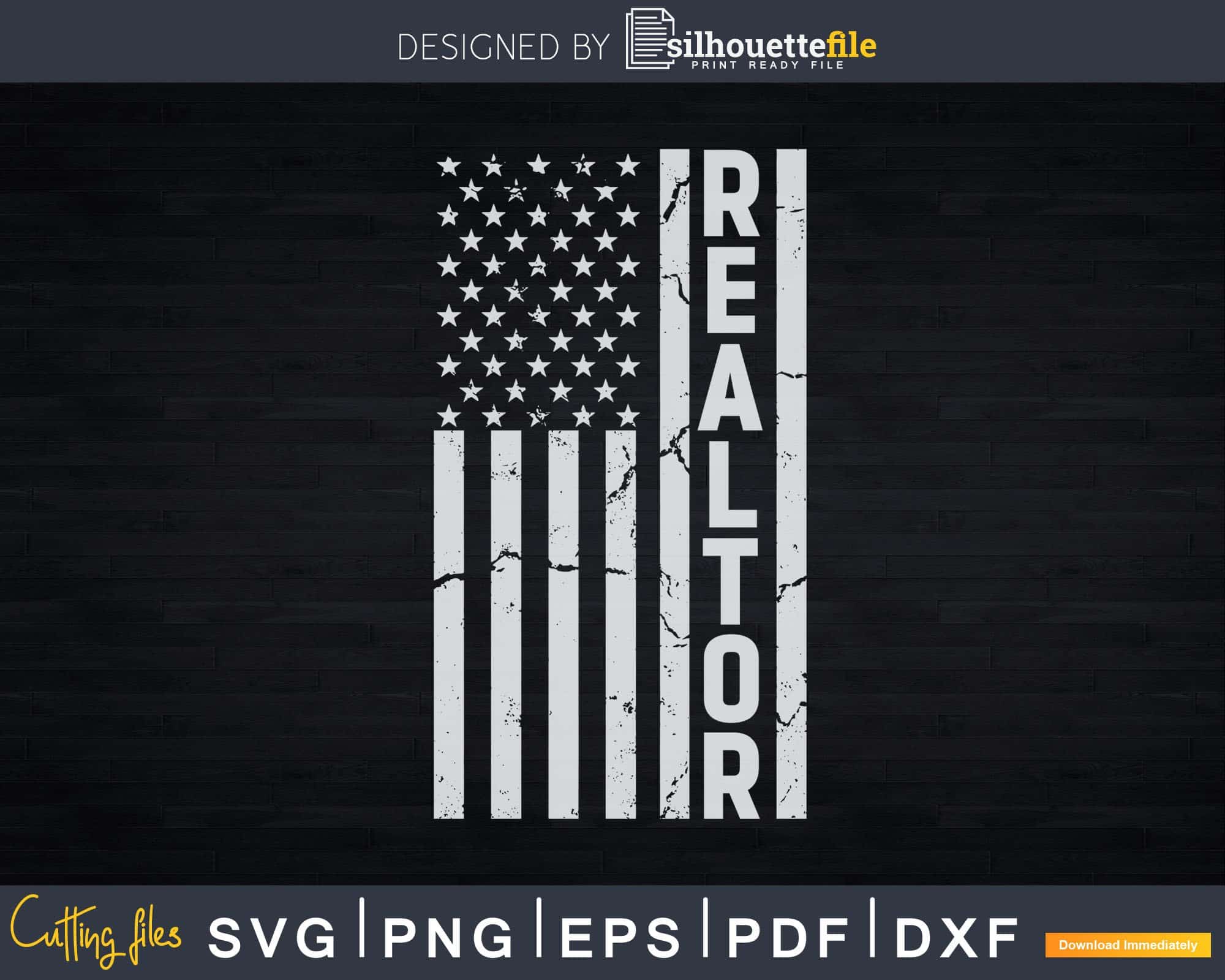 Realtor Vintage American Flag Svg Dxf Cut Files | SilhouetteFile