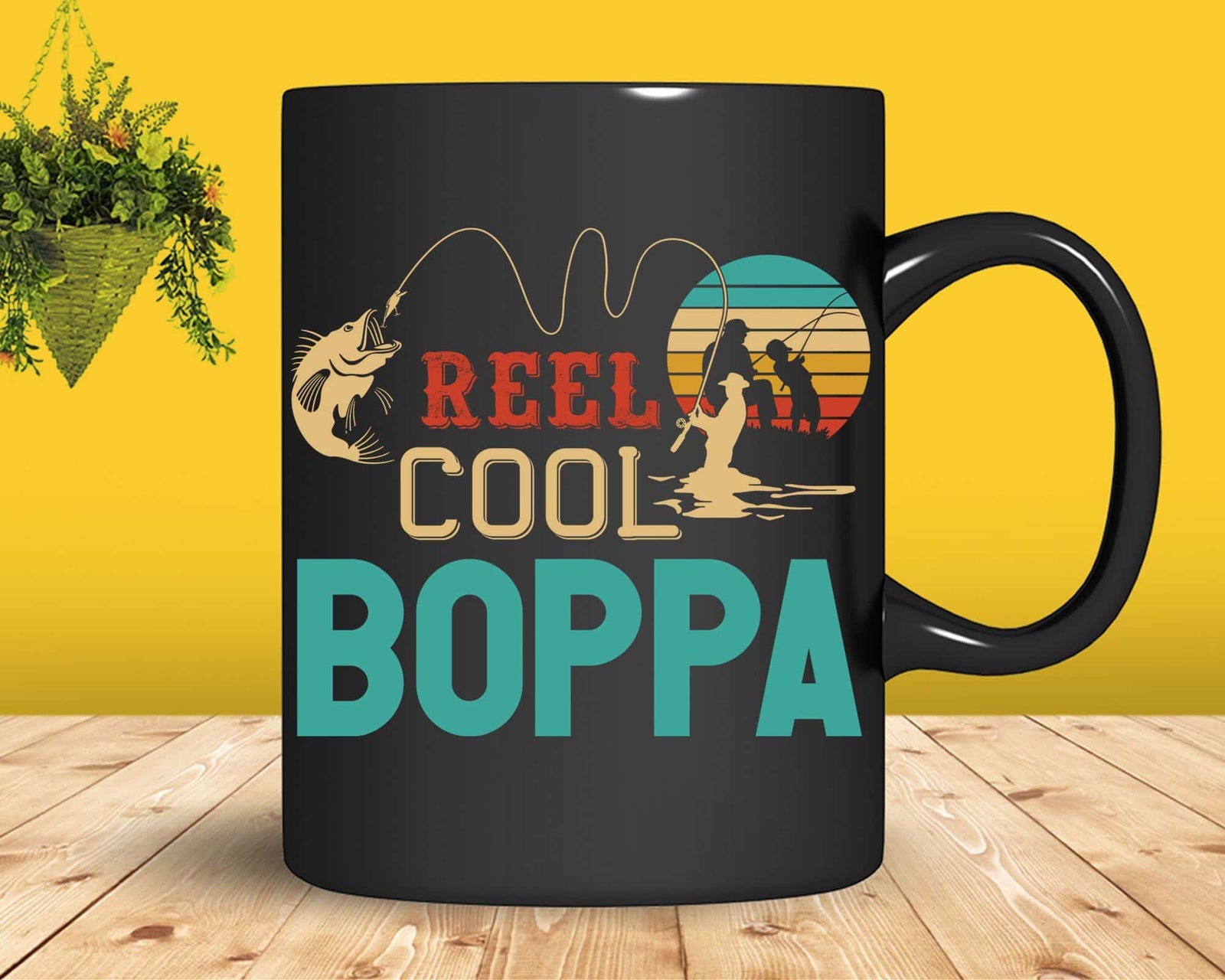 Reel Cool Boppa Retro Fishing Png Svg T-shirt Design | Silhouettefile