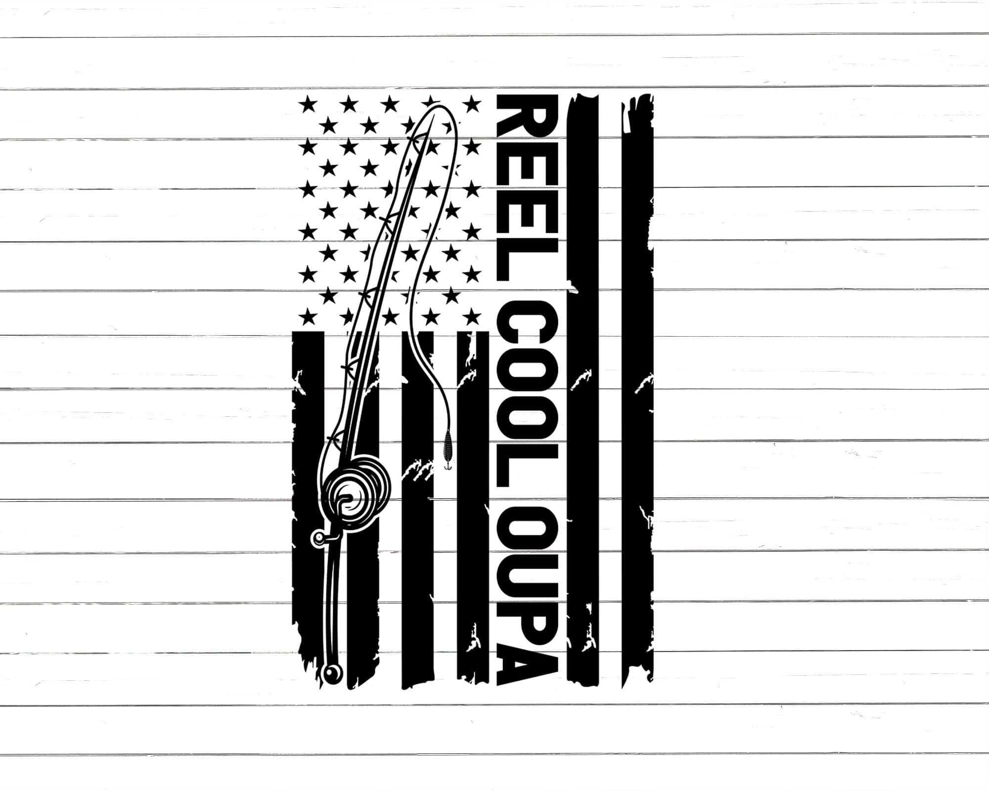 Reel Cool Oupa Fishing American Flag Png Svg Cut Files For | Silhouettefile