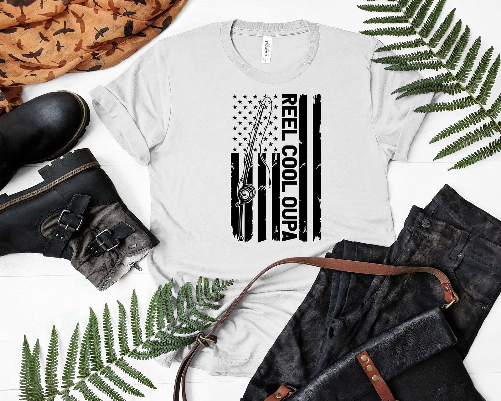 Reel Cool Oupa Fishing American Flag Png Svg Cut Files For | Silhouettefile