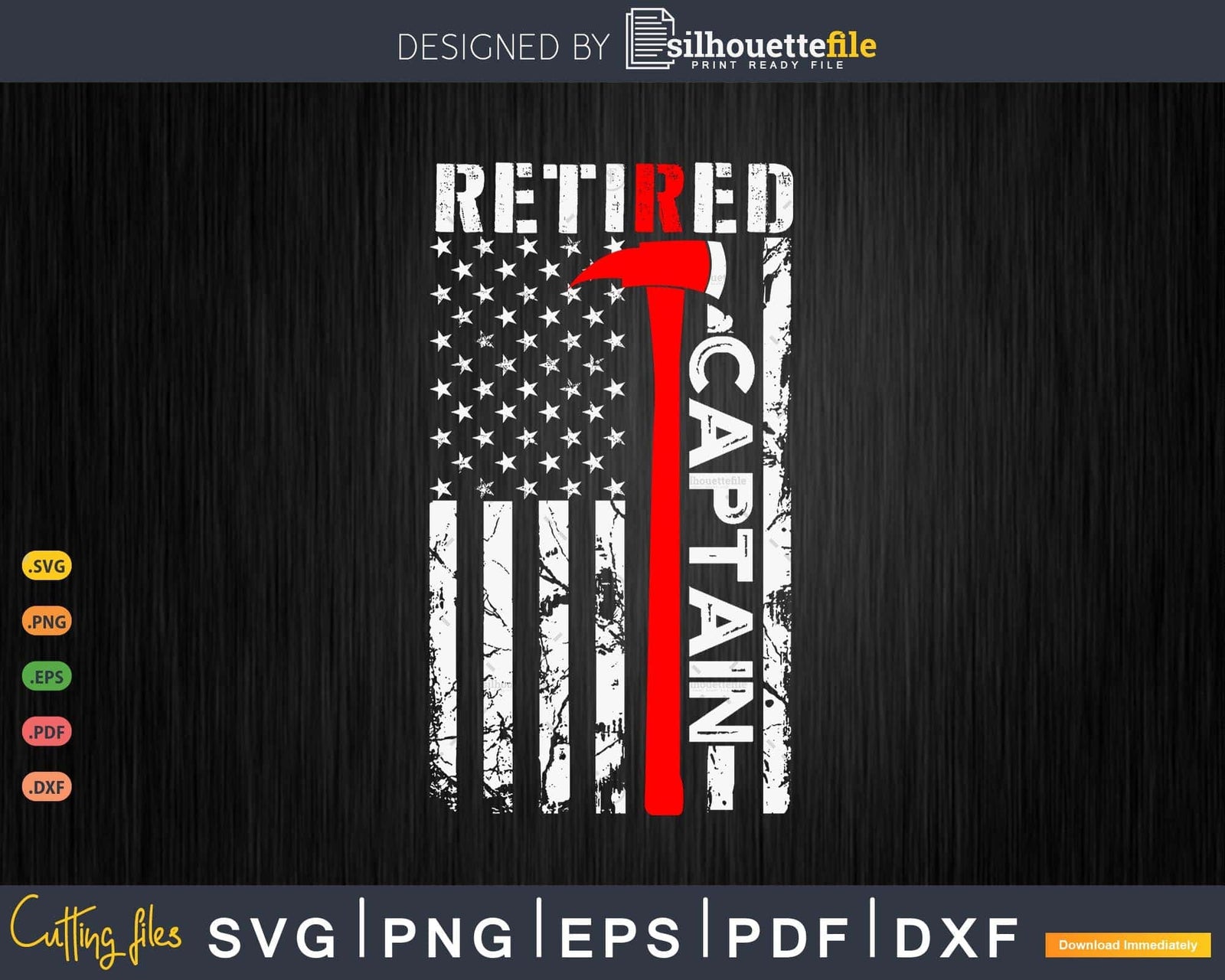 Retired Fire Captain Firefighter Rank Retirement Svg Png Cricut File ...