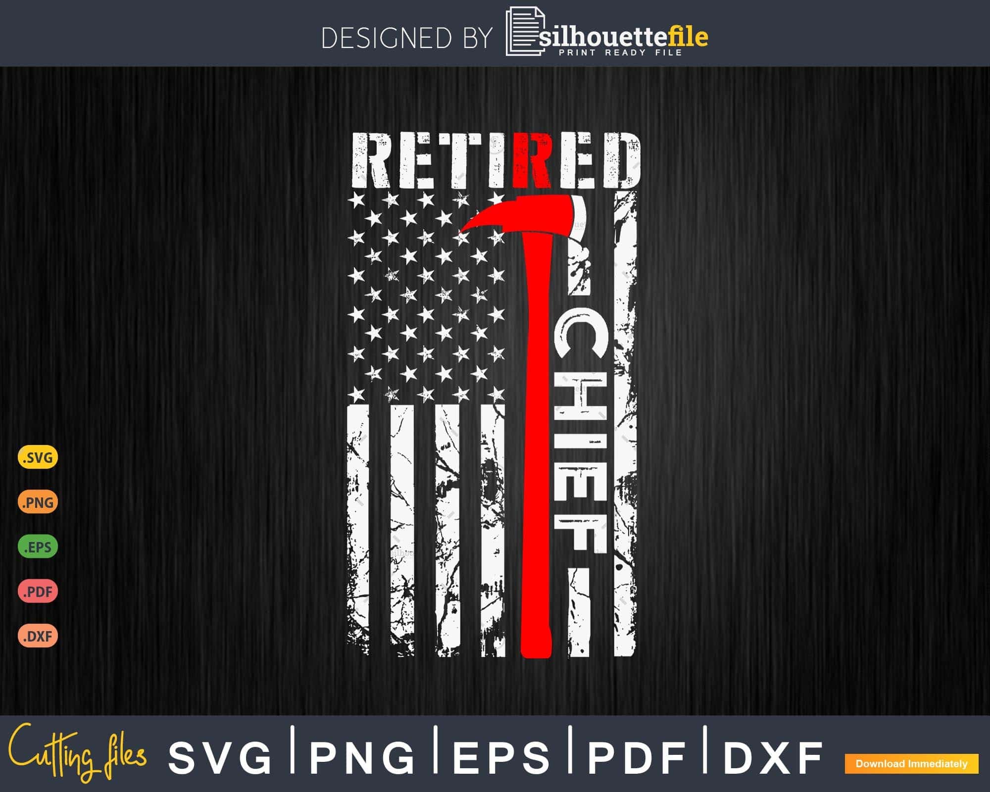 Retired Fire Chief Firefighter Rank Retirement Svg Png Sublimation File ...