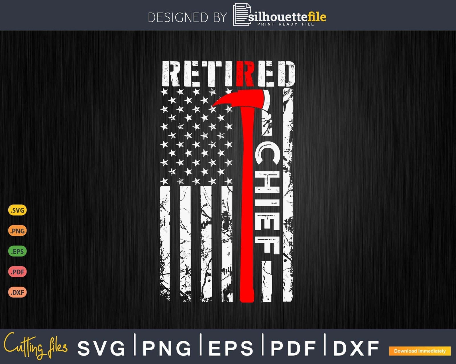 Retired Fire Chief Firefighter Rank Retirement Svg Png Sublimation File ...