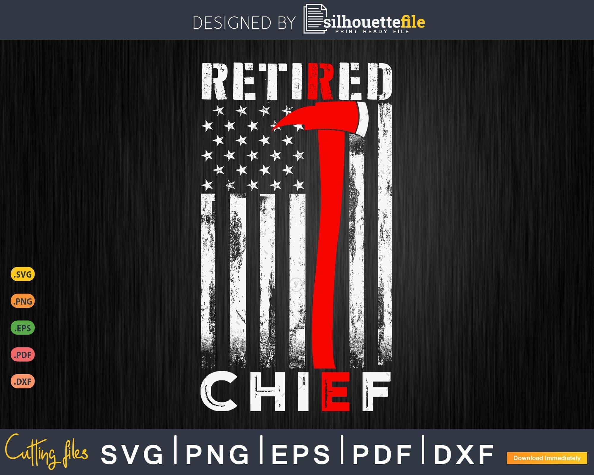 Retired Fire Chief Firefighter Rank Retirement Svg Sublimation ...