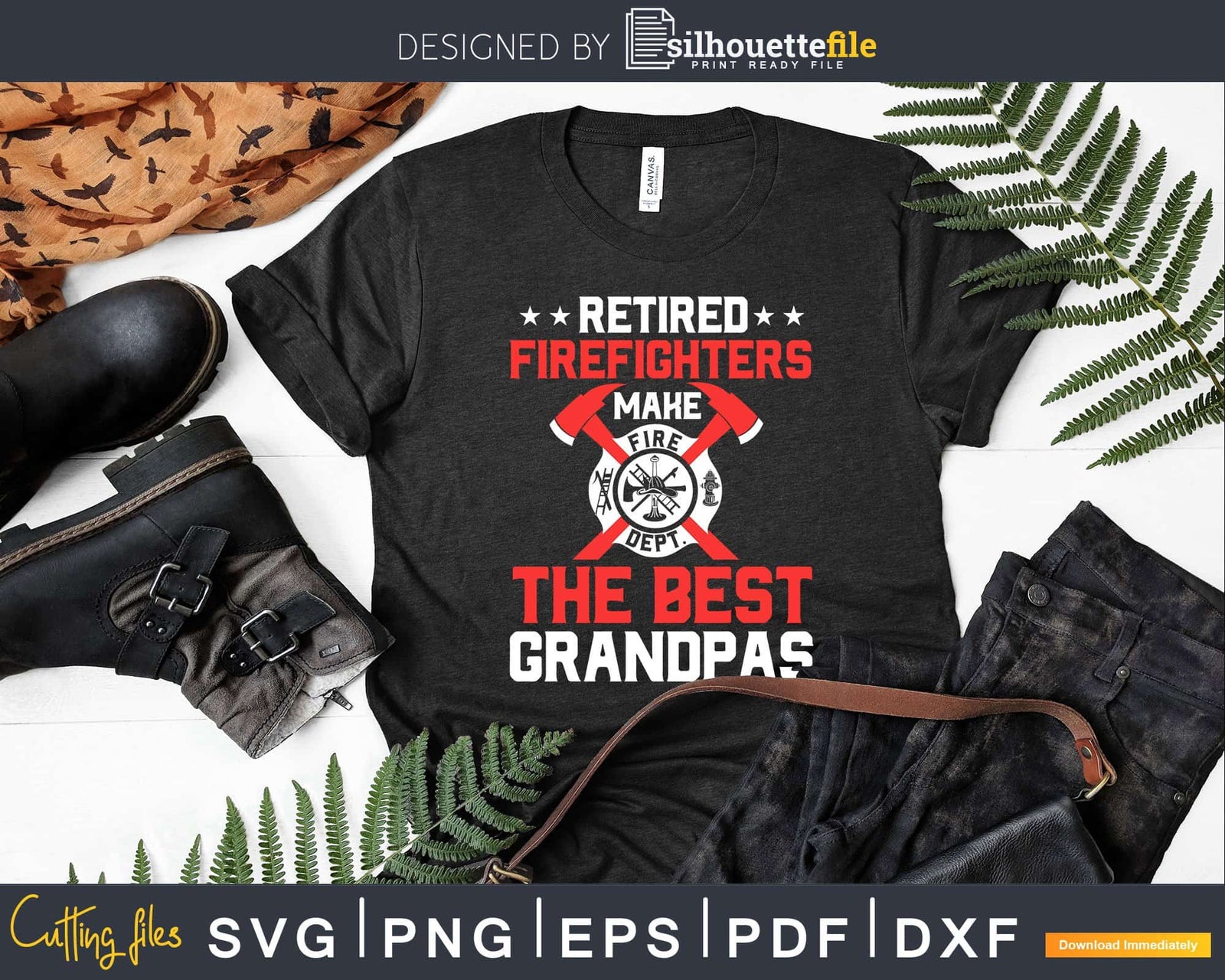 Retired Firefighter Grandpa Fireman Retirement craft svg | SilhouetteFile