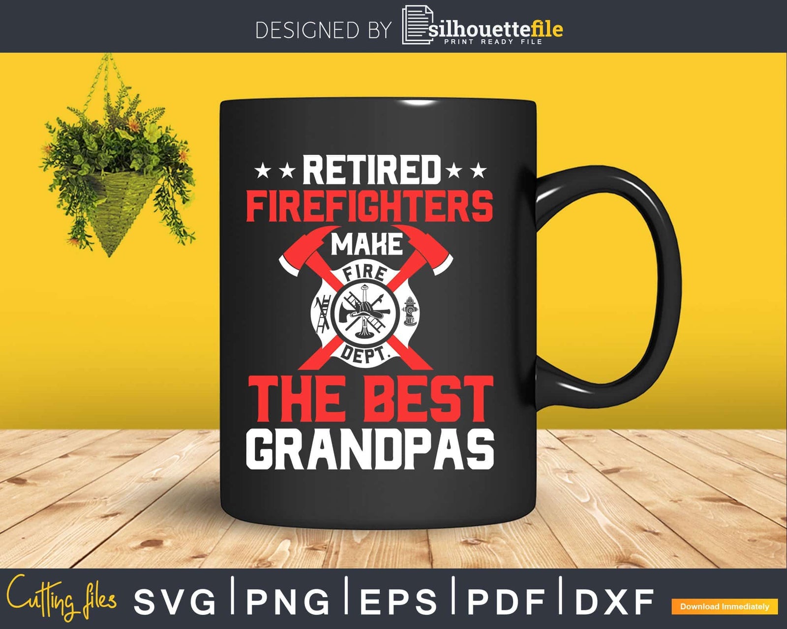 Retired Firefighter Grandpa Fireman Retirement craft svg | SilhouetteFile