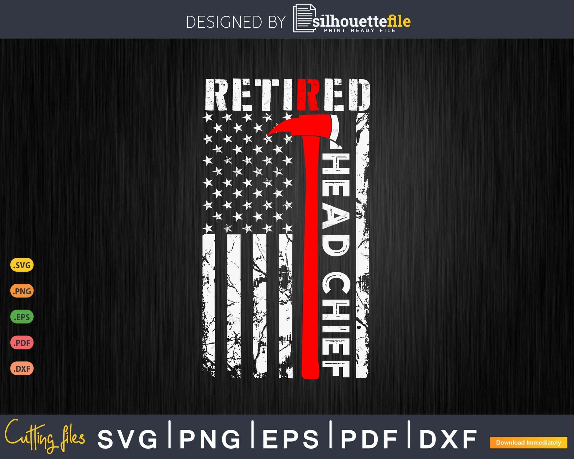 Retired Head Chief Firefighter Rank Retirement Svg Png Sublimation ...