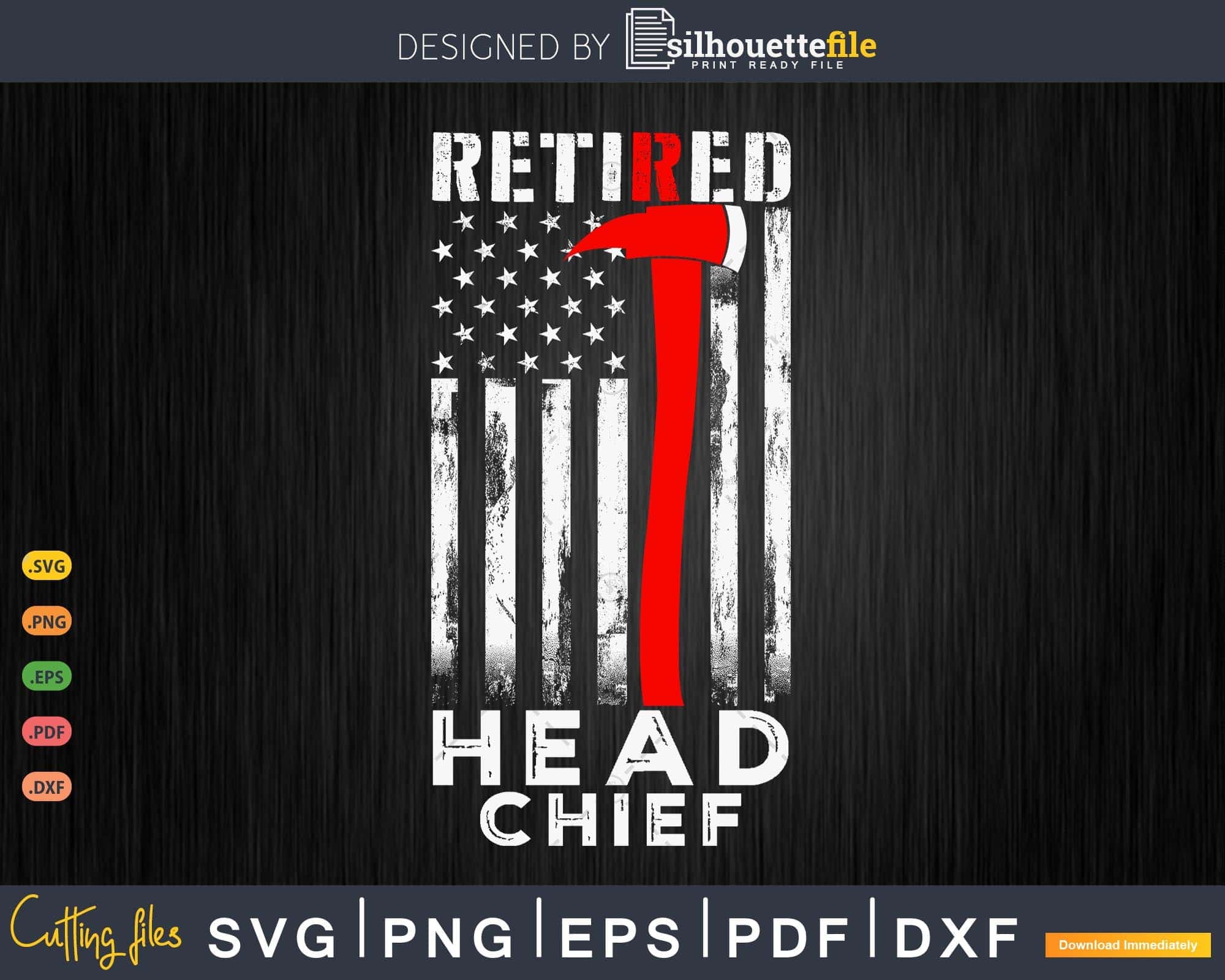 Retired Head Chief Shirt Firefighter Rank Retirement Svg Sublimation ...