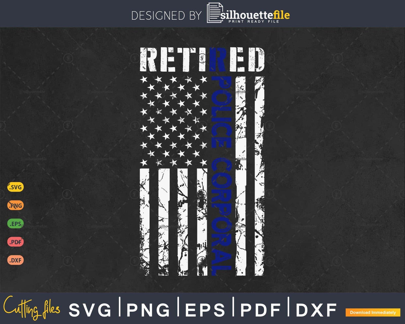 Retired Police corporal American Flag Patriotic Gifts Svg Cut Files ...