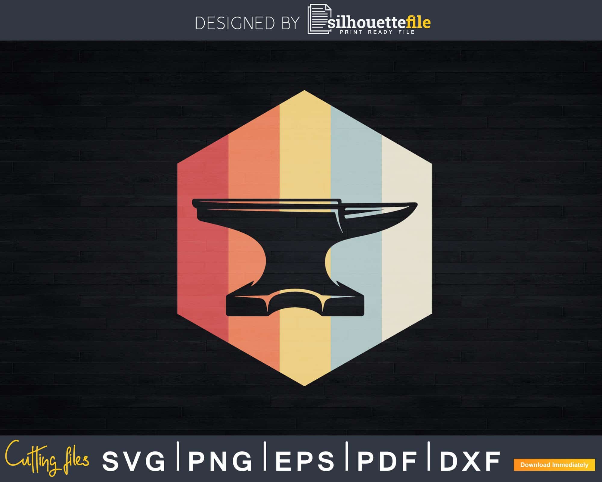Retro Blacksmith Anvil Svg Png Dxf Digital Cutting Files | Silhouettefile