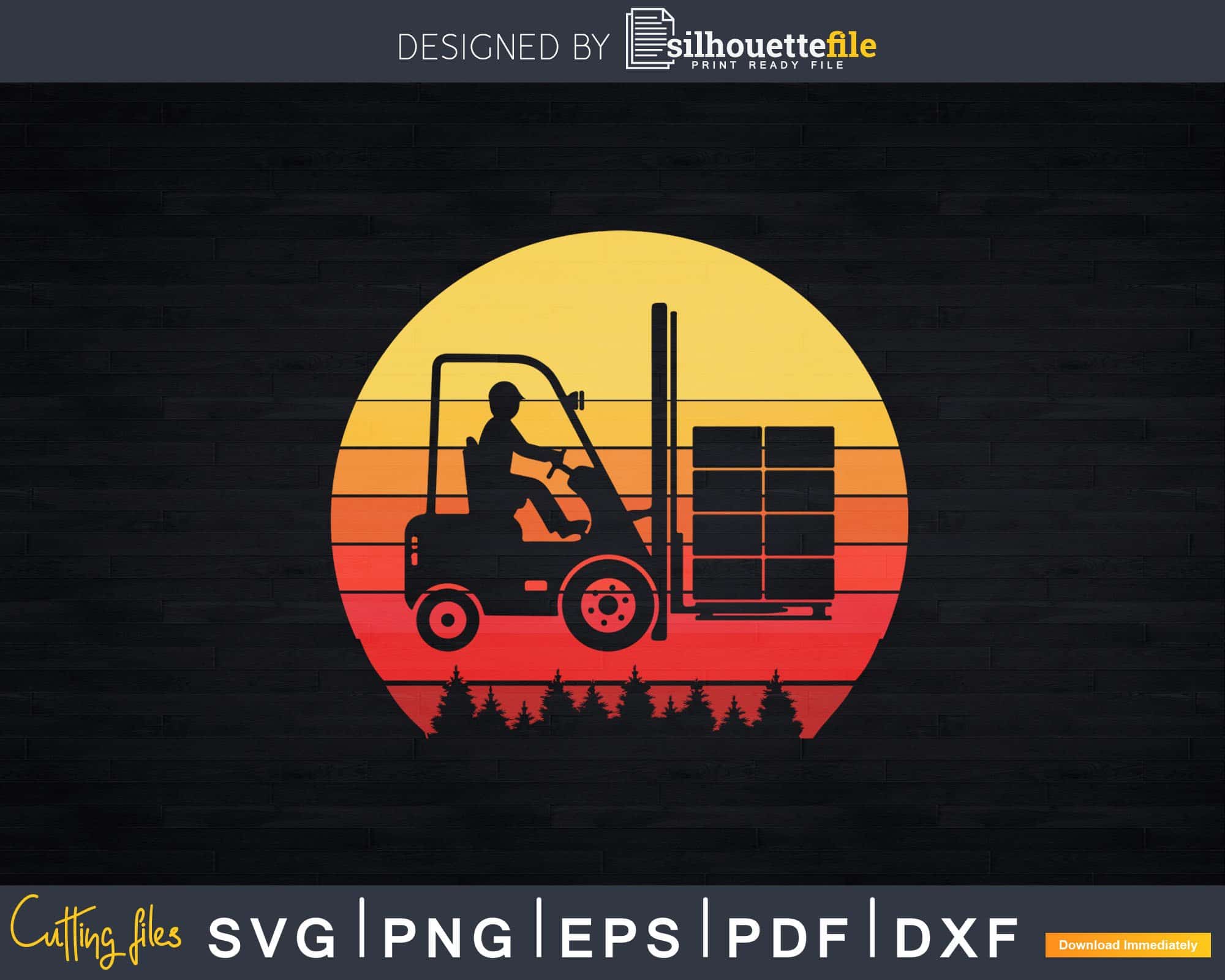 Retro Forklift Funny Powered Truck Driver Operator Svg Cut Files ...